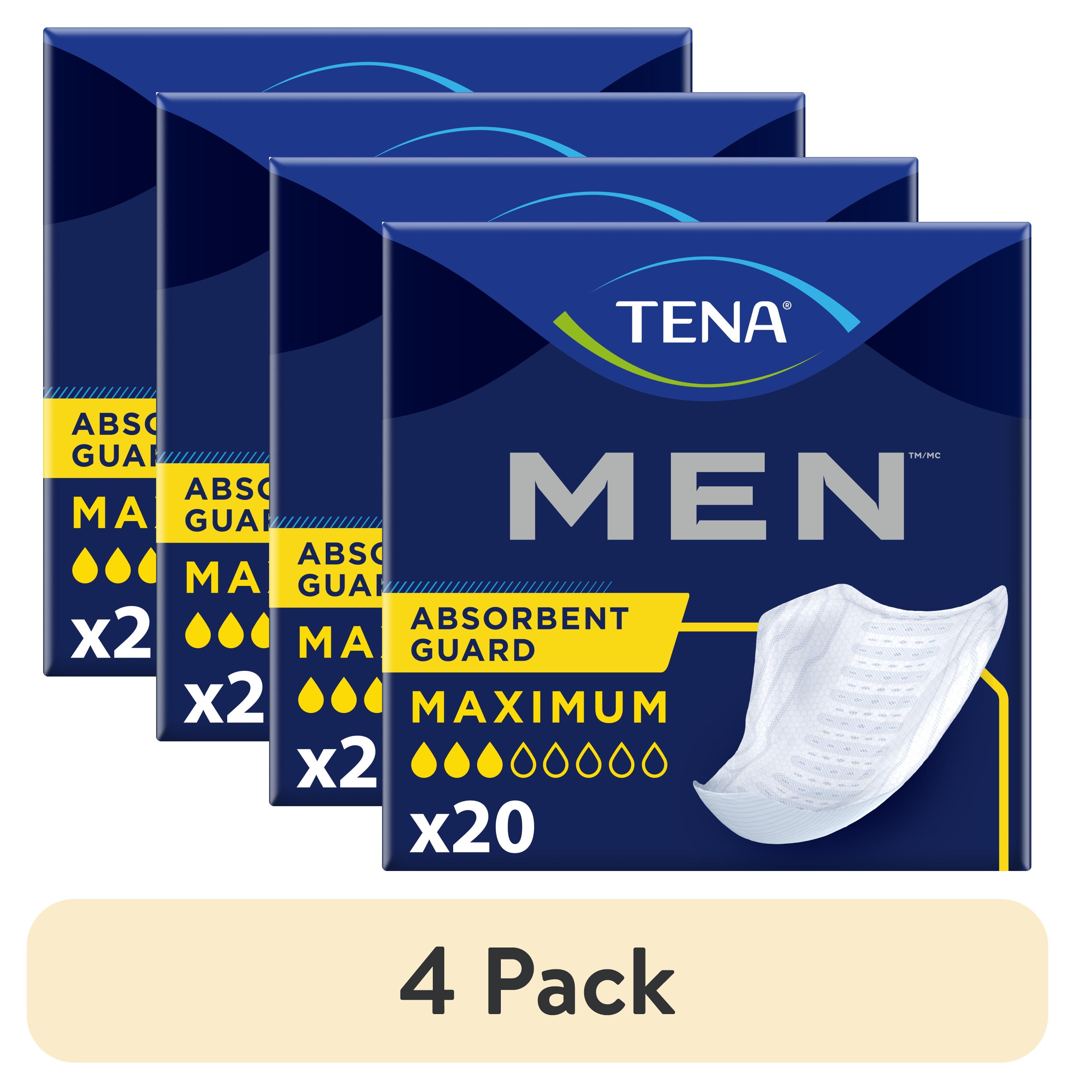 (4 pack) Tena Incontinence Guards for Men, Maximum, 20 Ct - Walmart.com