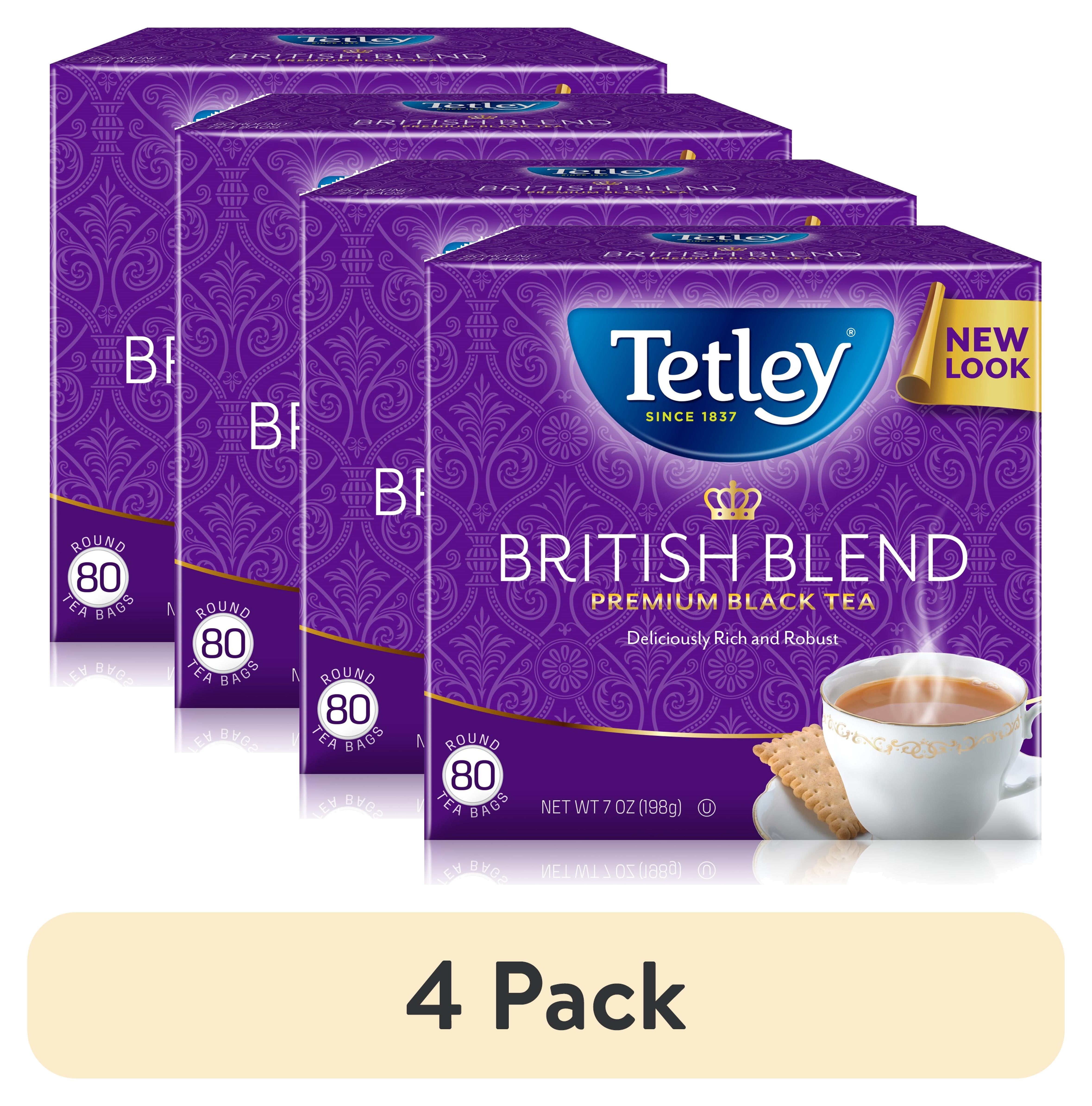 (4 pack) Tetley British Blend Premium Black Tea, 80 Count Tea Bags ...