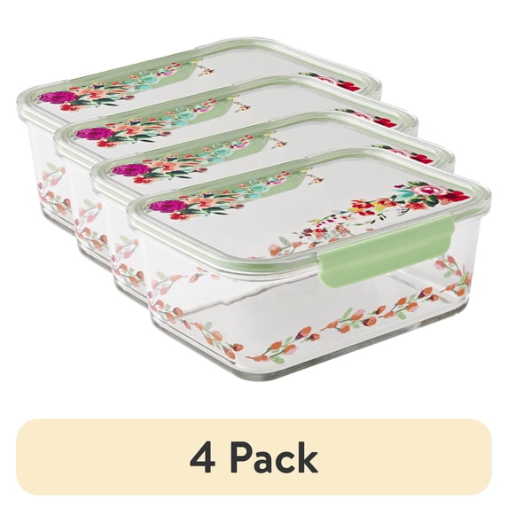 The Pioneer Woman Painted Meadow 10 Cup Glass Food Storage Containers ...