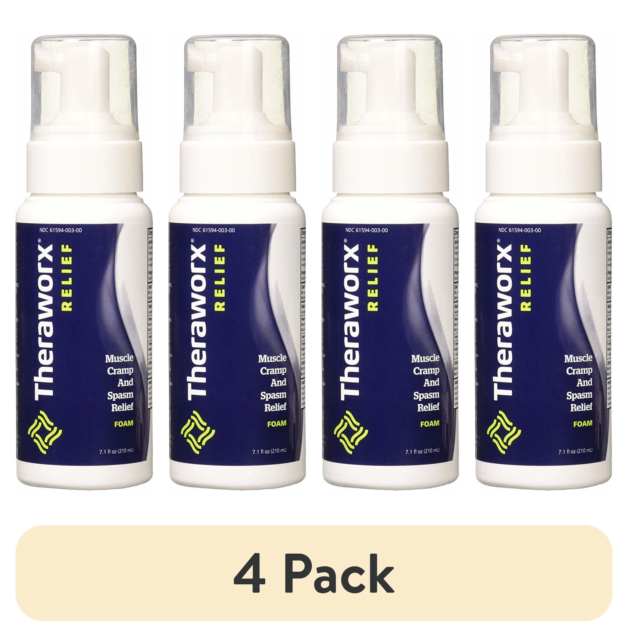 (4 pack) Theraworx Relief Fast-Acting Foam Leg Foot Cramps and Muscle 7 ...