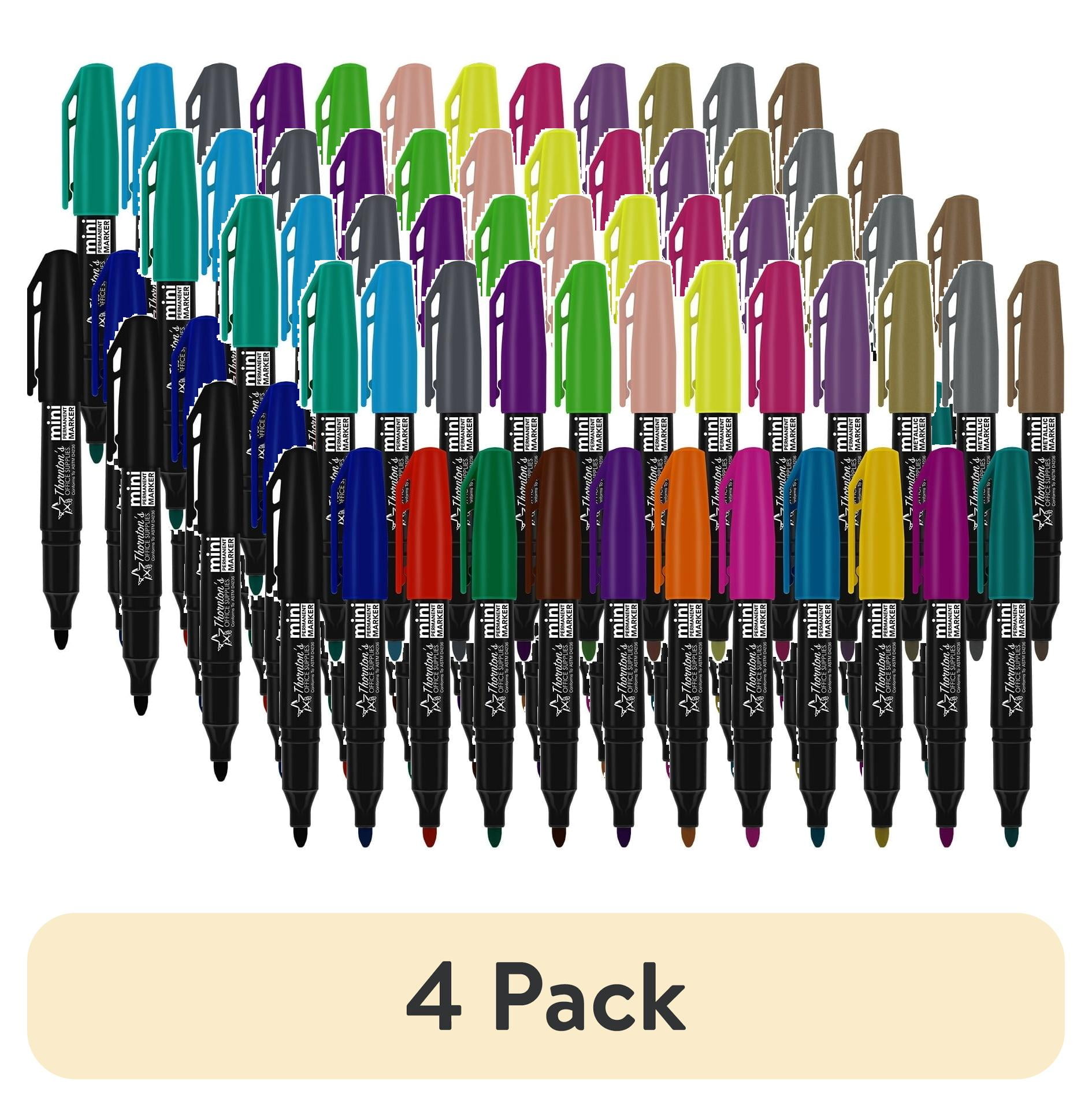 (4 pack) Thornton's Office Supplies Mini Permanent Markers, 1.0mm, 24 ...