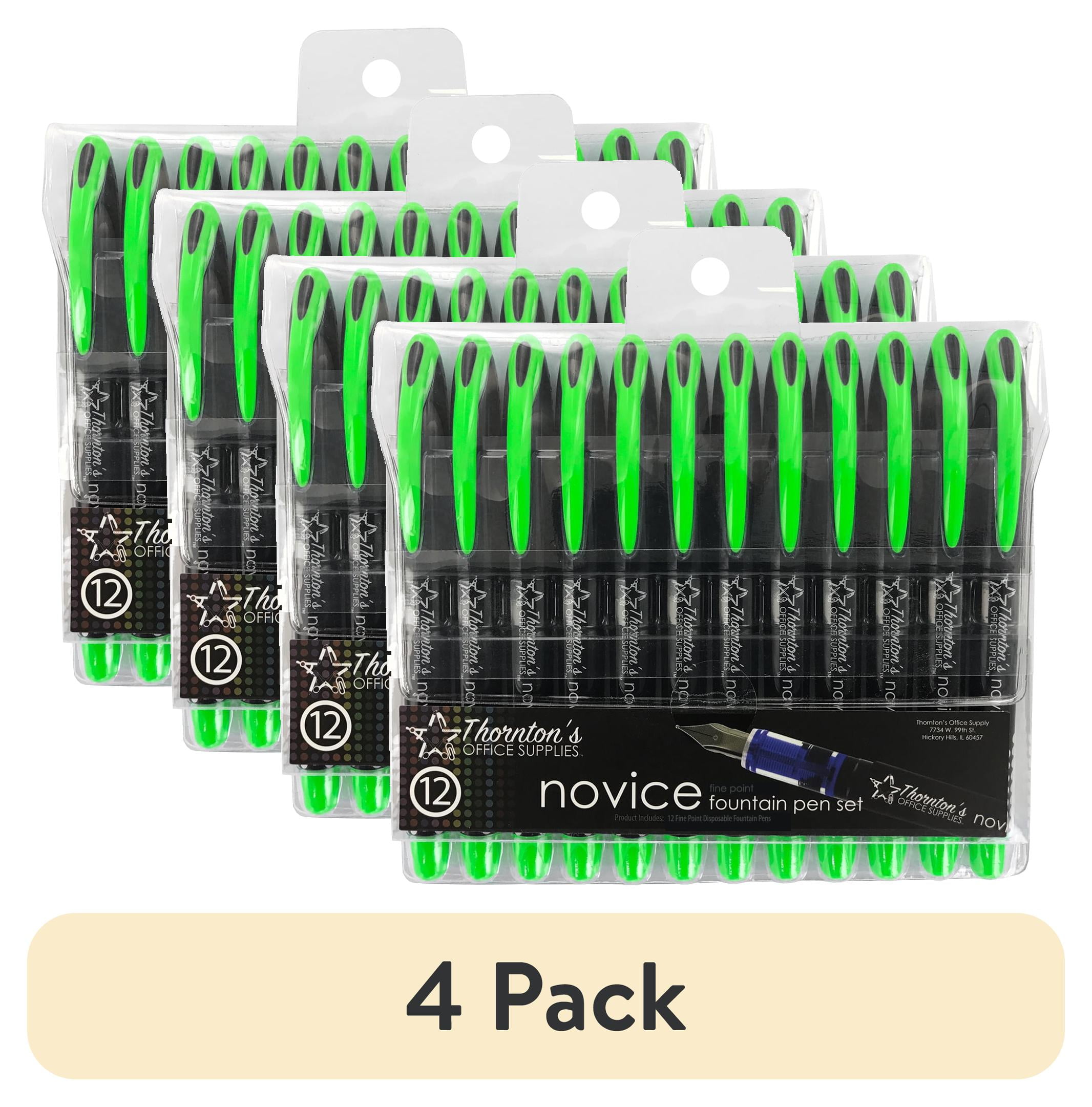(4 pack) Thornton's office Supplies Disposable Fountain Pens, Fine ...
