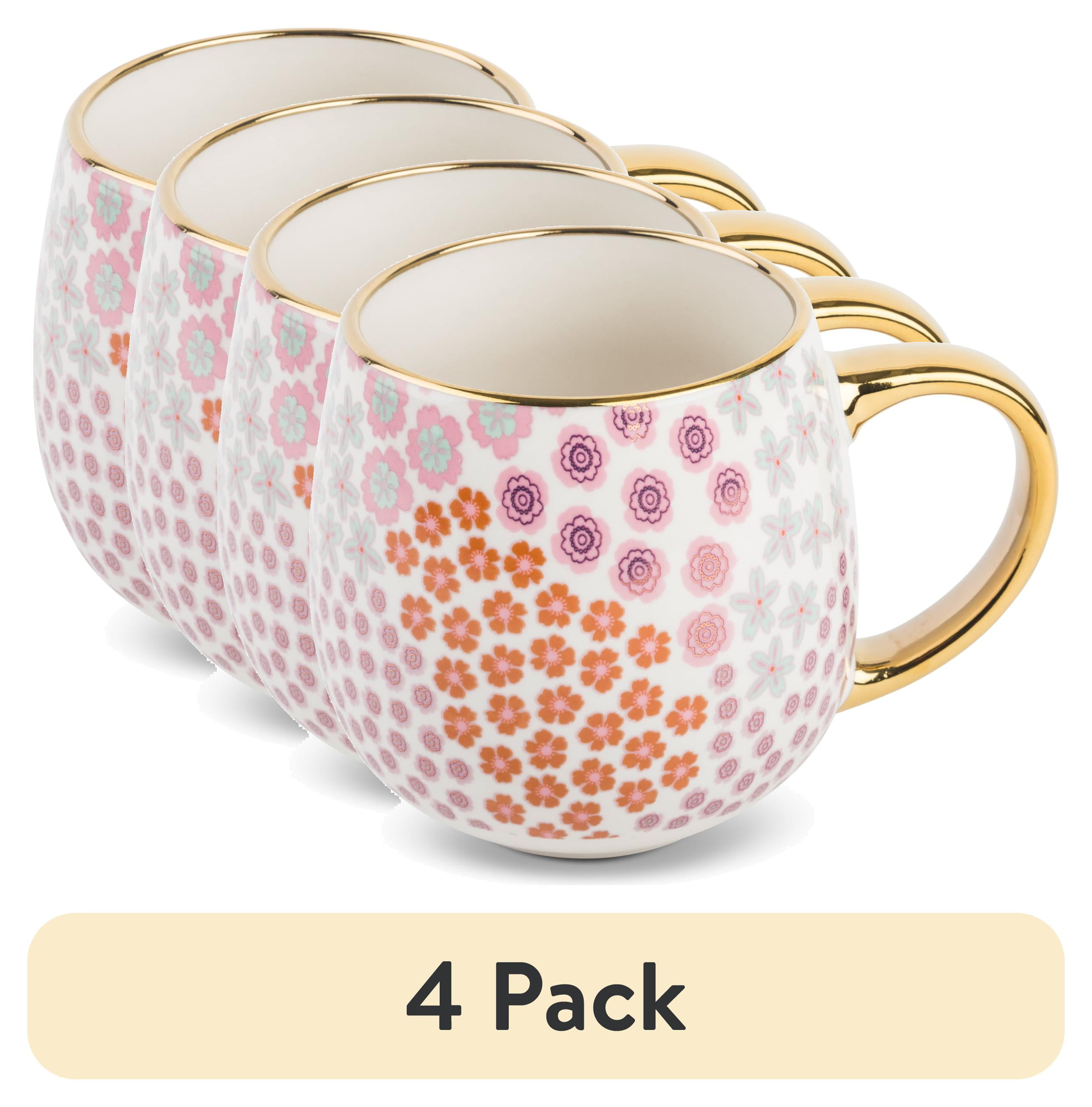 Thyme & Table Stoneware Gold Floral 18oz Coffee Mug - Walmart.com