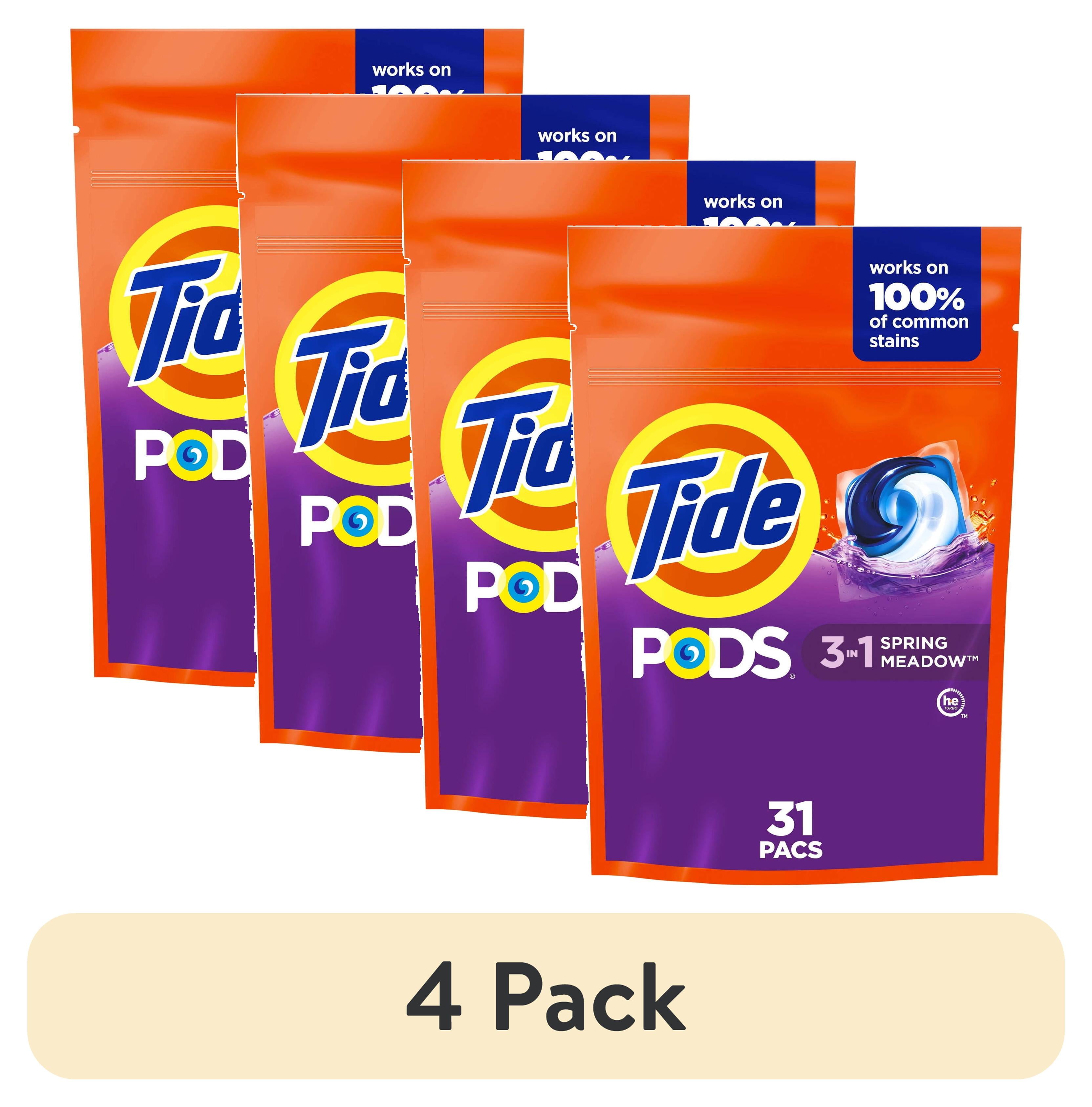 (4 pack) Tide PODS Laundry Detergent Soap Pacs, Spring Meadow Scent, 31 ...