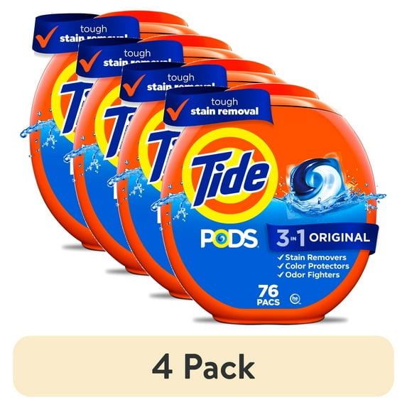 (4 pack) Tide PODS Liquid Laundry Detergent Pacs, Original Scent, 76 ...