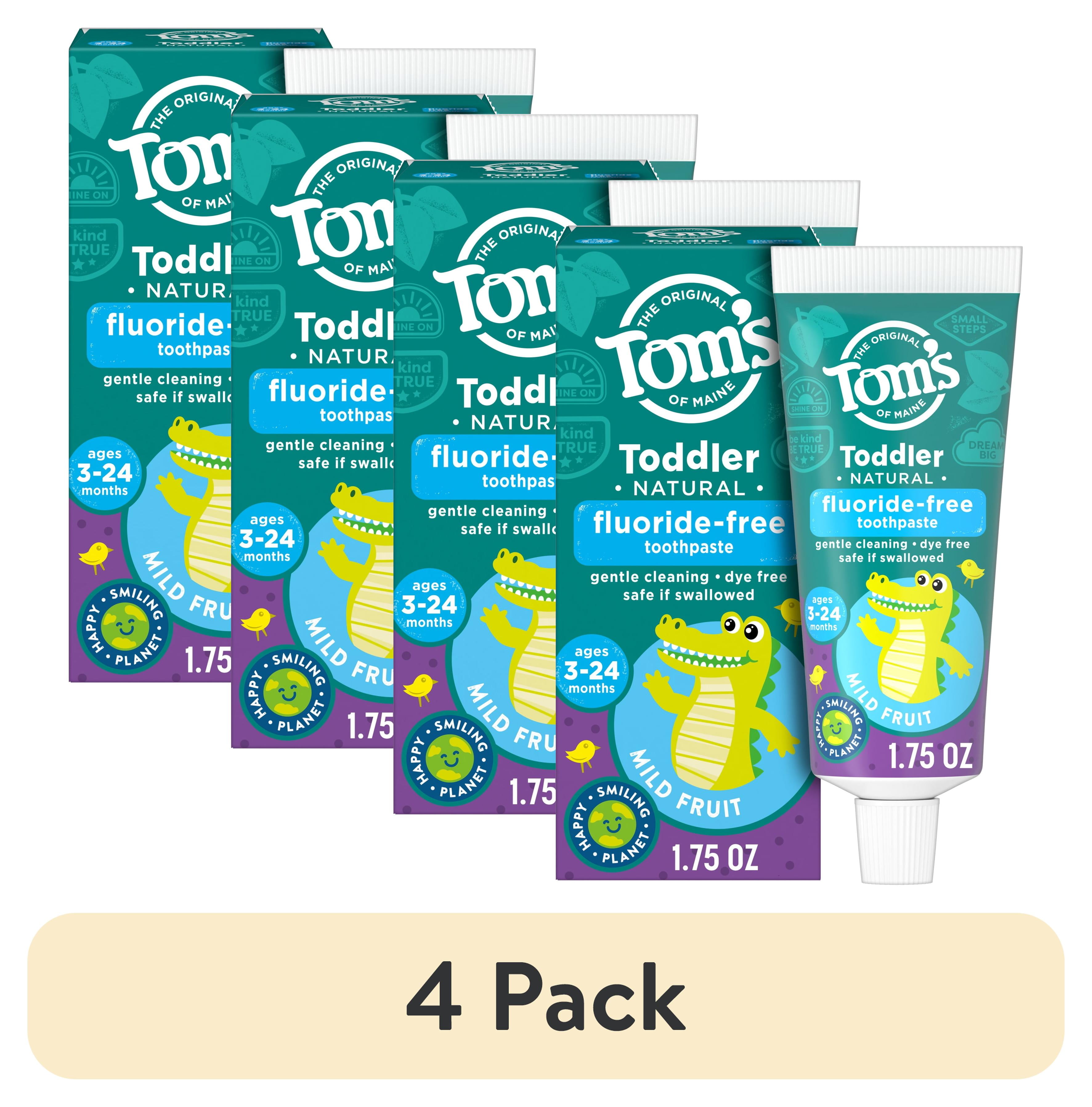 (4 pack) Tom’s of Maine Fluoride Free Toddler Training Toothpaste, Mild ...