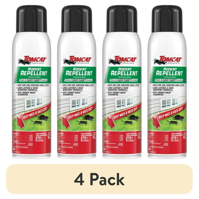 (4 pack) Tomcat Rodent Repellent Spray for Mouse and Rat Prevention, 14 ...