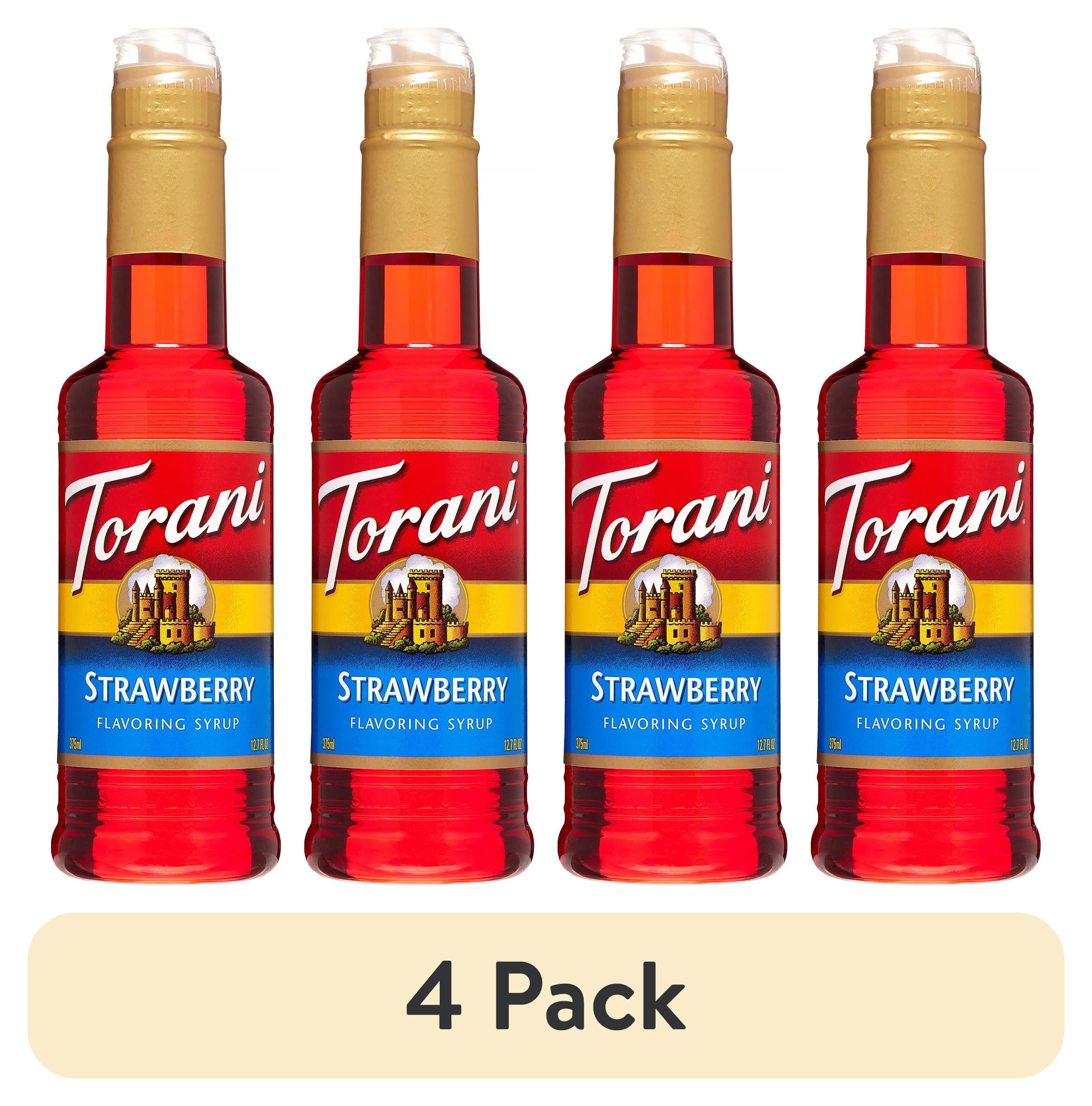 (4 pack) Torani Strawberry Syrup, Plastic Bottle, Drink Flavoring Syrup ...