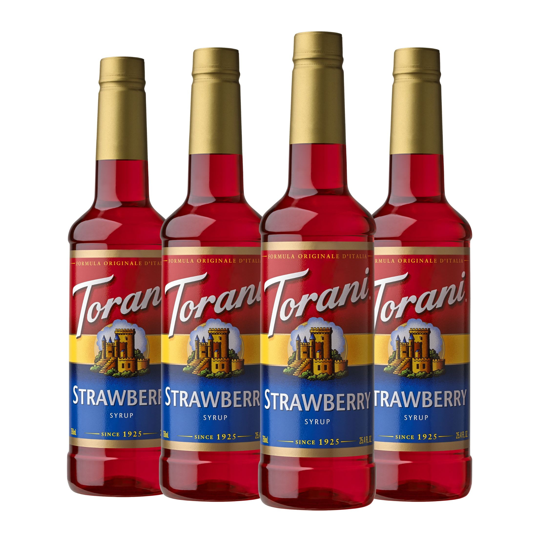 (4 pack) Torani Strawberry Flavoring Syrup, Drink Mix, Handcrafted Soda ...
