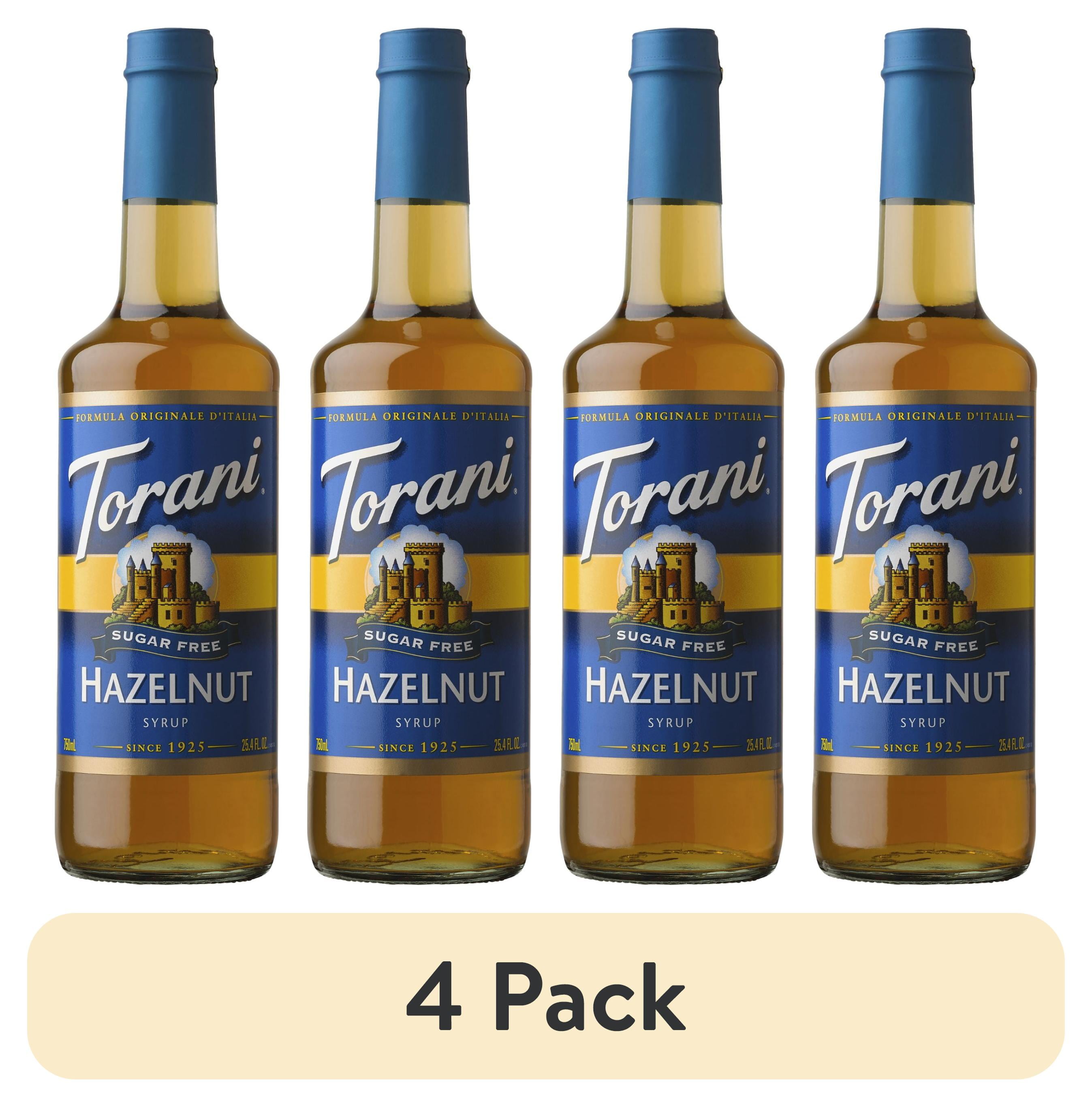 (4 pack) Torani Sugar Free Hazelnut Syrup, Glass Bottle, Coffee ...