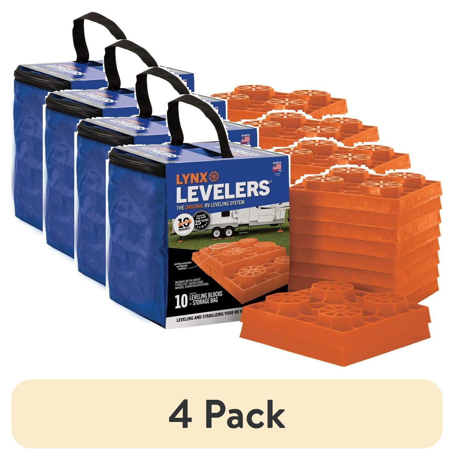 (4 pack) Tri-Lynx Lynx Levelers RV Leveling Blocks with Carry Bag, 10 ...