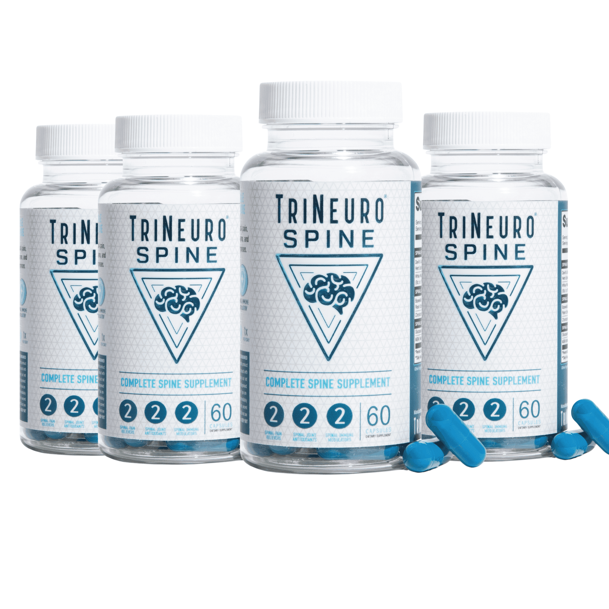 (4 pack) TriNeuro SPINE Supplement with Glucosamine, Chondroitin and ...