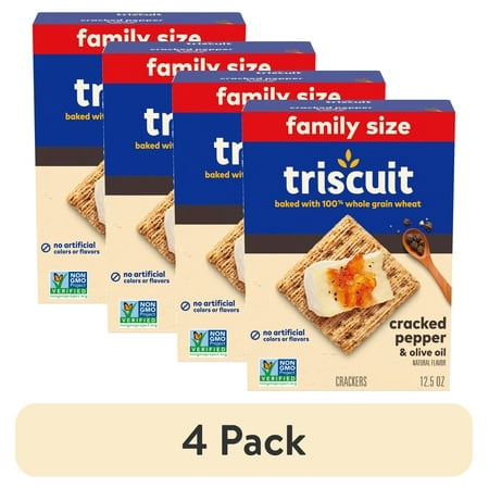 (4 pack) Triscuit Cracked Pepper & Olive Oil Whole Grain Wheat Crackers ...