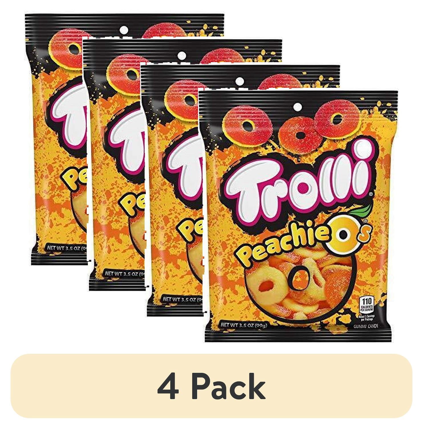 (4 pack) Trolli Peachie O's Sour Gummy Rings Candy, 4.25 Ounce, [1-Bag ...