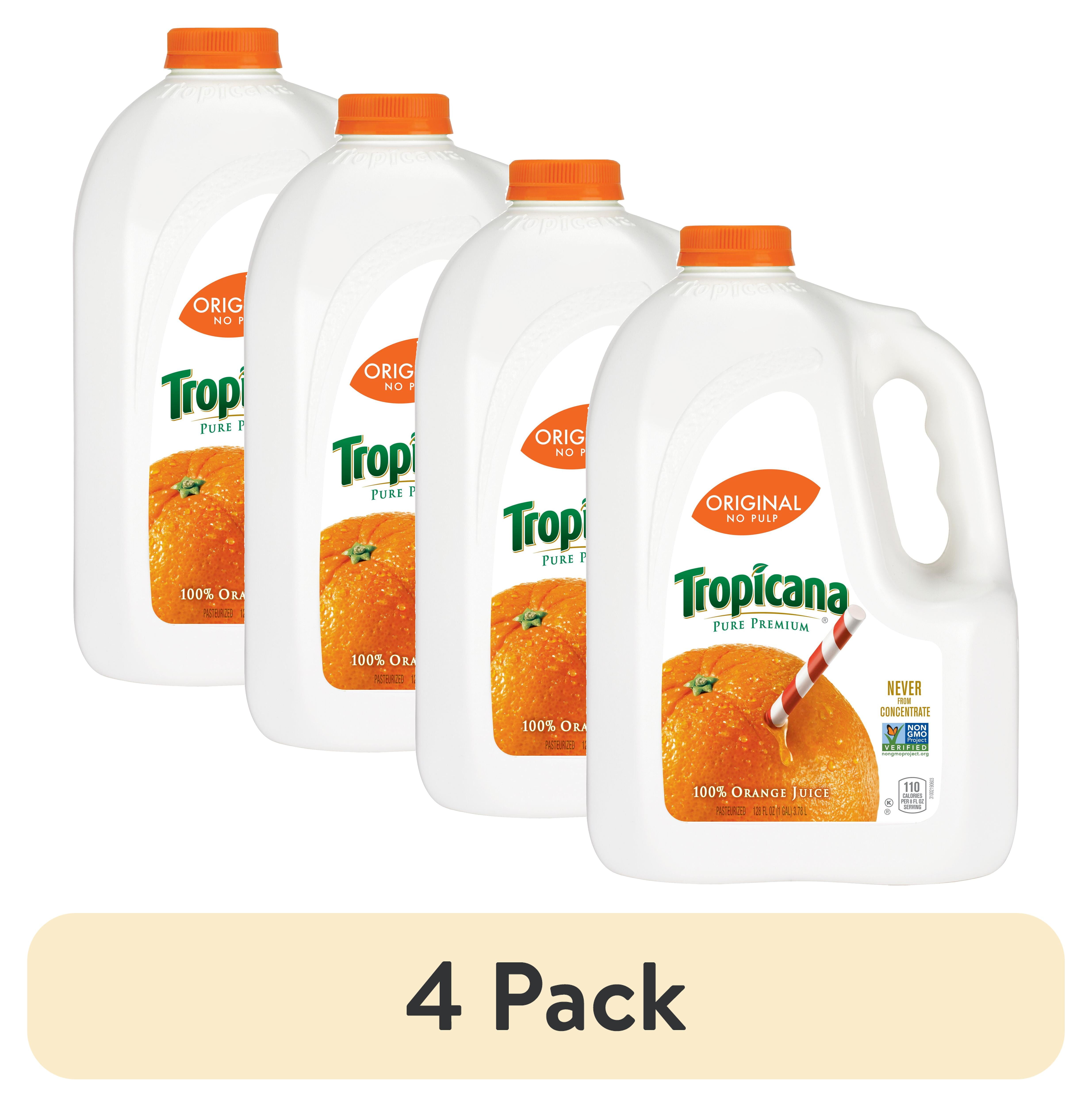 (4 pack) Tropicana Pure Premium Original No Pulp, 100% Orange Juice, Smooth Texture, 128 fl oz ...