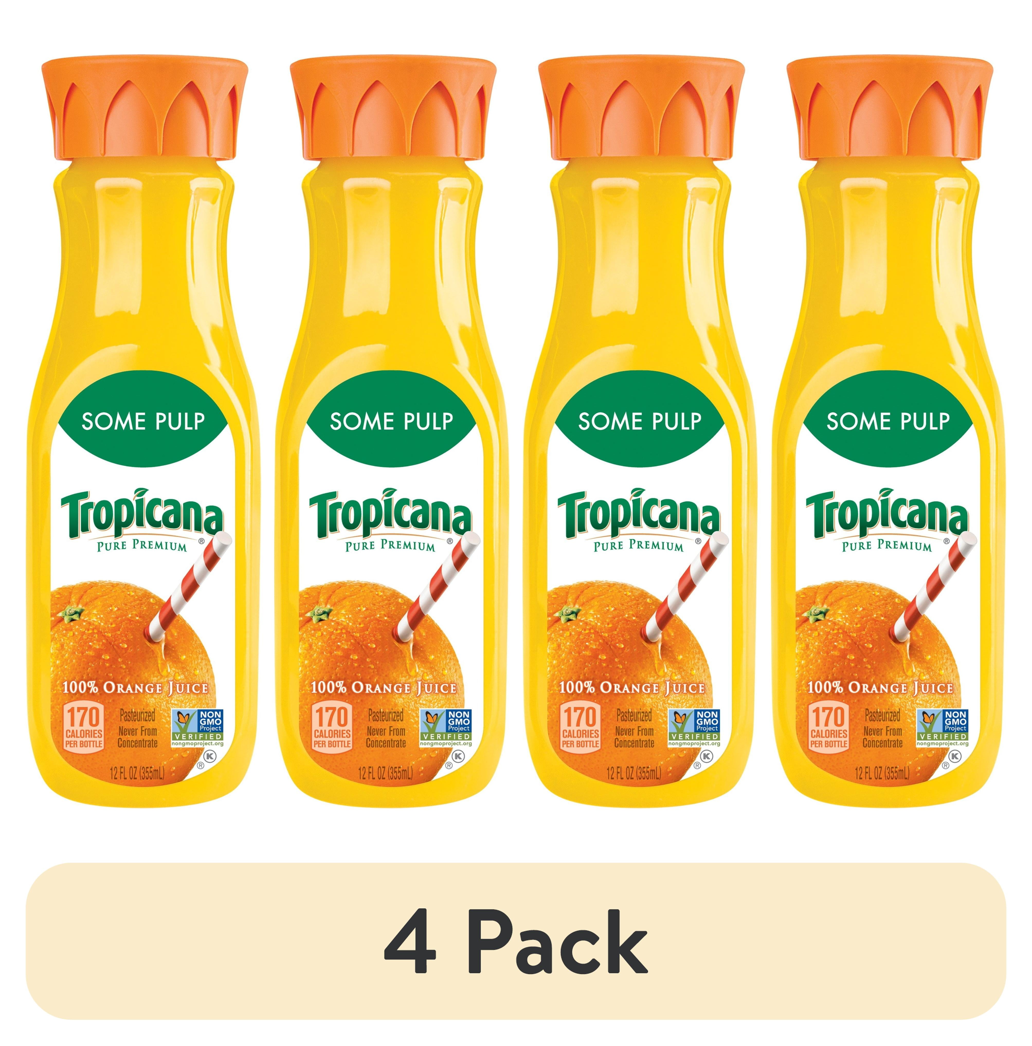 (4 pack) Tropicana Pure Premium 100% Orange Juice, Some Pulp, 12 Fl Oz Bottle - Walmart.com