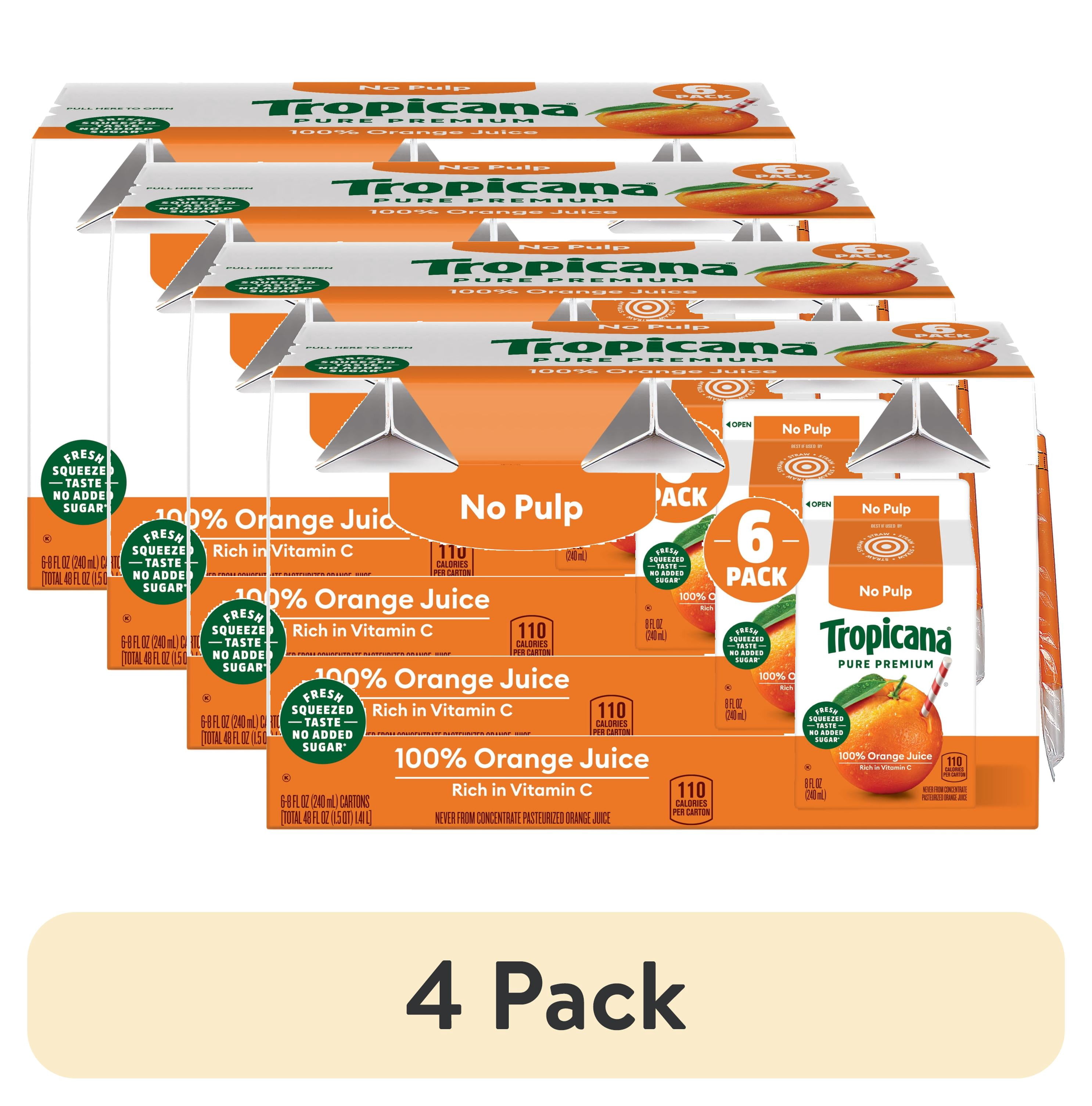 (4 pack) Tropicana Pure Premium 100% Orange Juice Original No Pulp, 8 ...