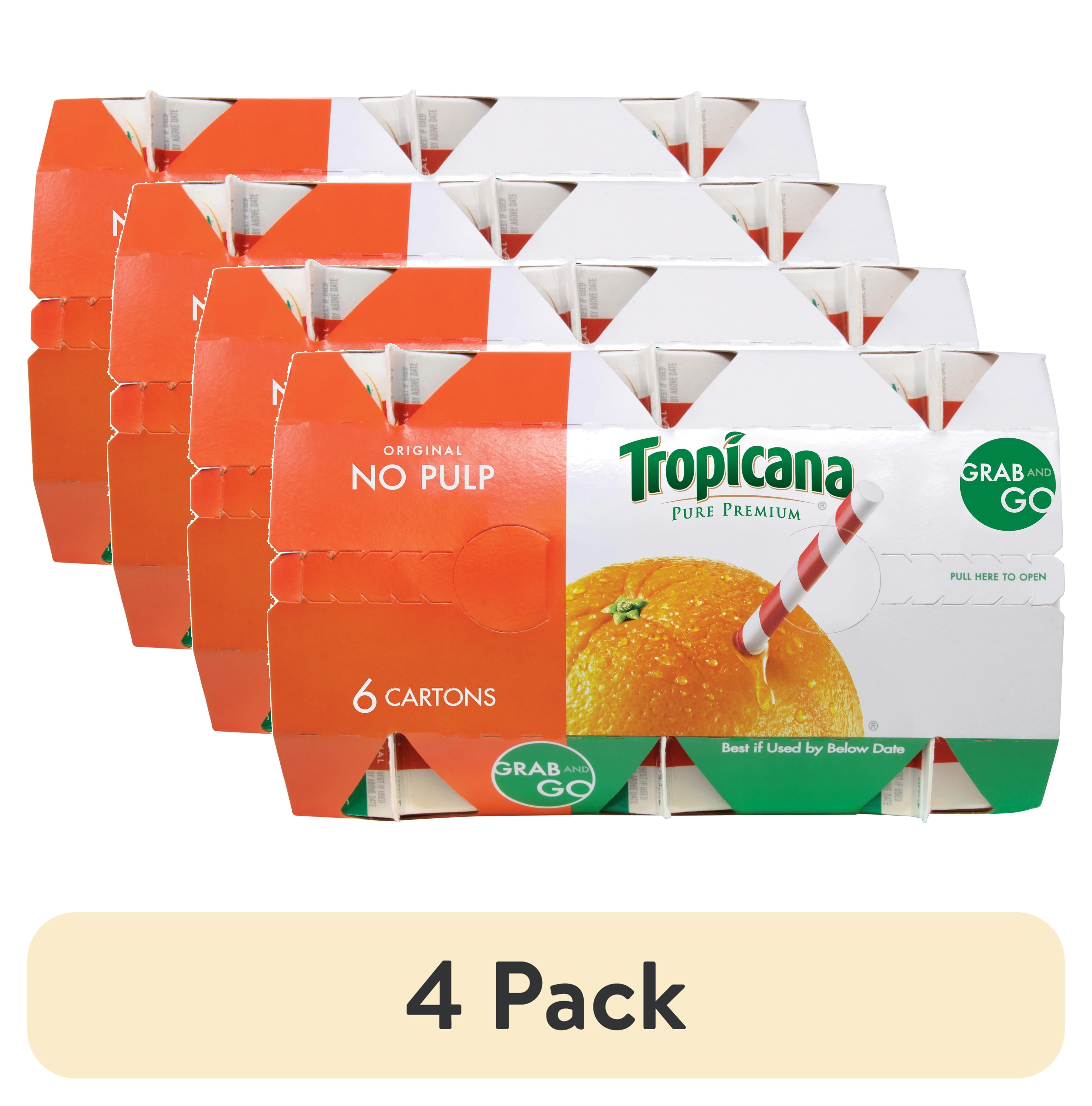 (4 pack) Tropicana Pure Premium, No Pulp 100% Orange Juice, 8 oz, 6 Pack, Smooth Texture ...