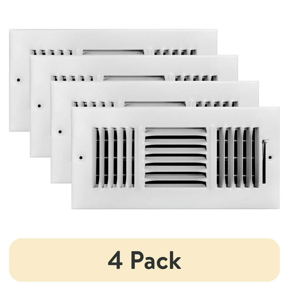 (4 pack) Tru Aire 6 in. H X 10 in. W 3-Way Powder Coat White Steel Wall ...