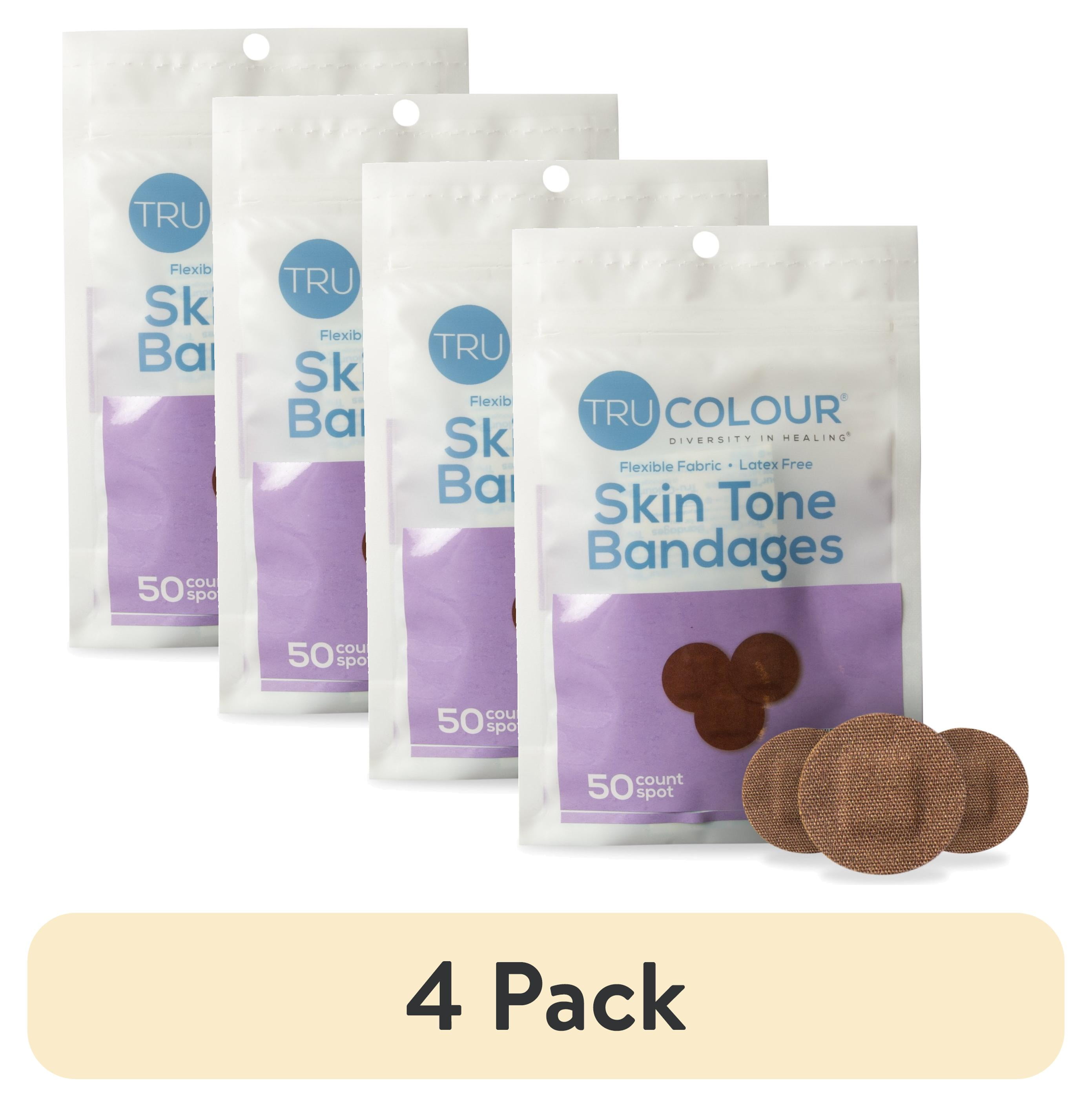 (4 pack) TruColour Skin Tone Bandages, Flexible Fabric, Spot Shape ...