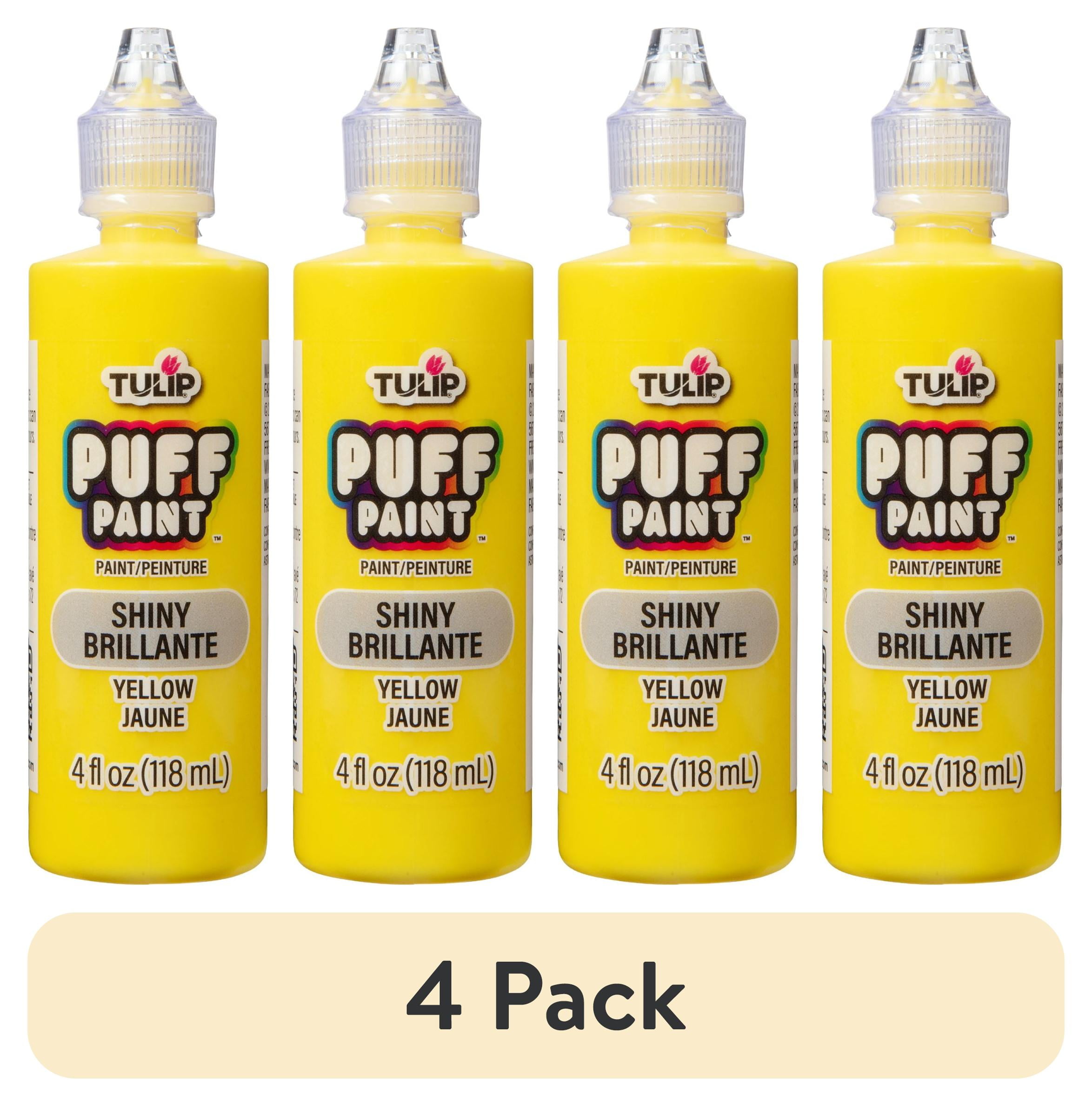 (4 pack) Tulip Puff Fabric Paint, Shiny Yellow, 4 fl oz, Liquid Gel ...