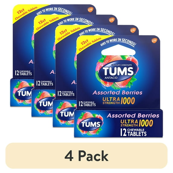 (4 pack) Tums Ultra Strength Heartburn Relief Chewable Antacid Tablets ...
