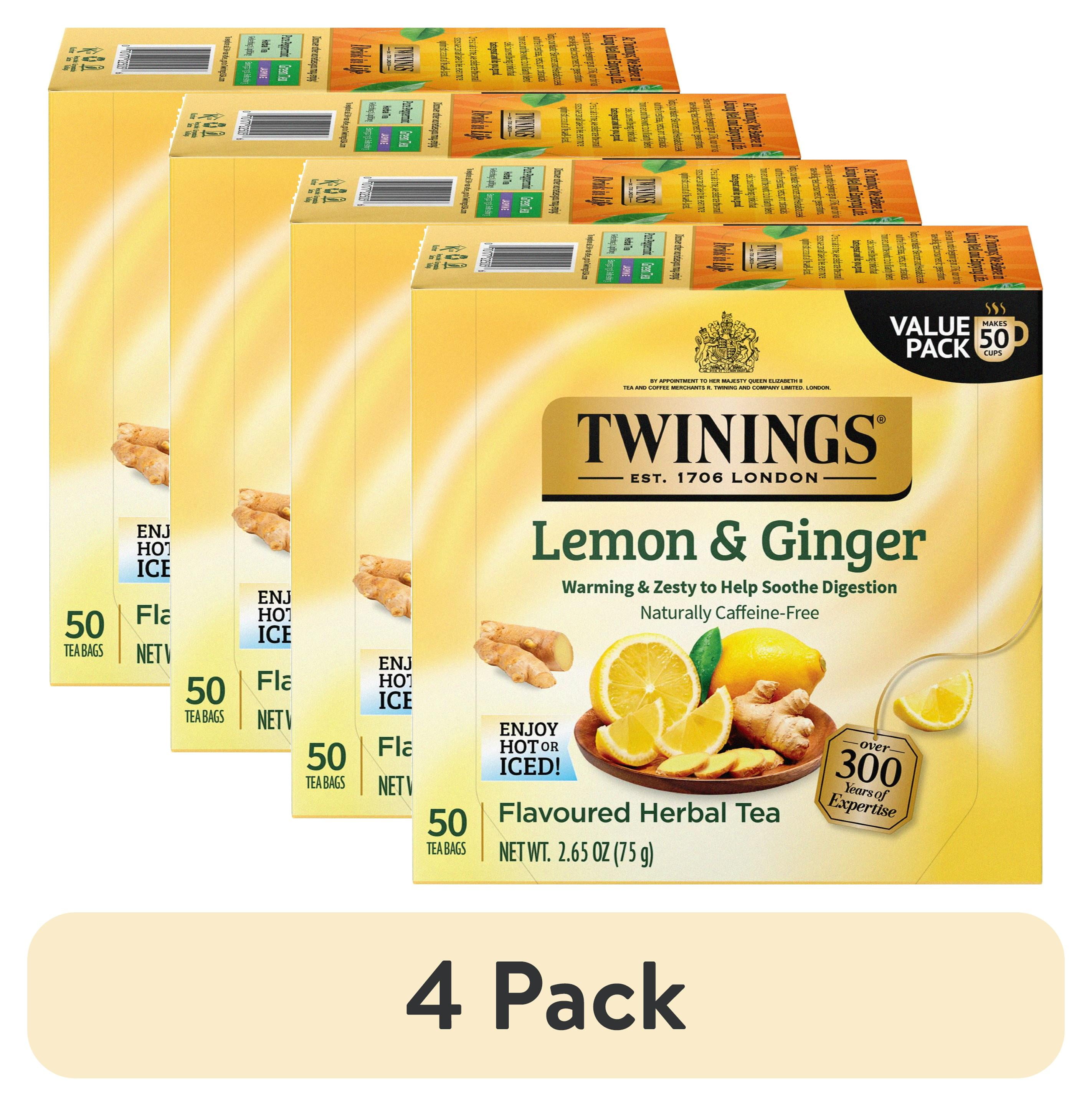 (4 pack) Twinings Lemon & Ginger Herbal Tea Bags, Caffeine Free, 50 ...