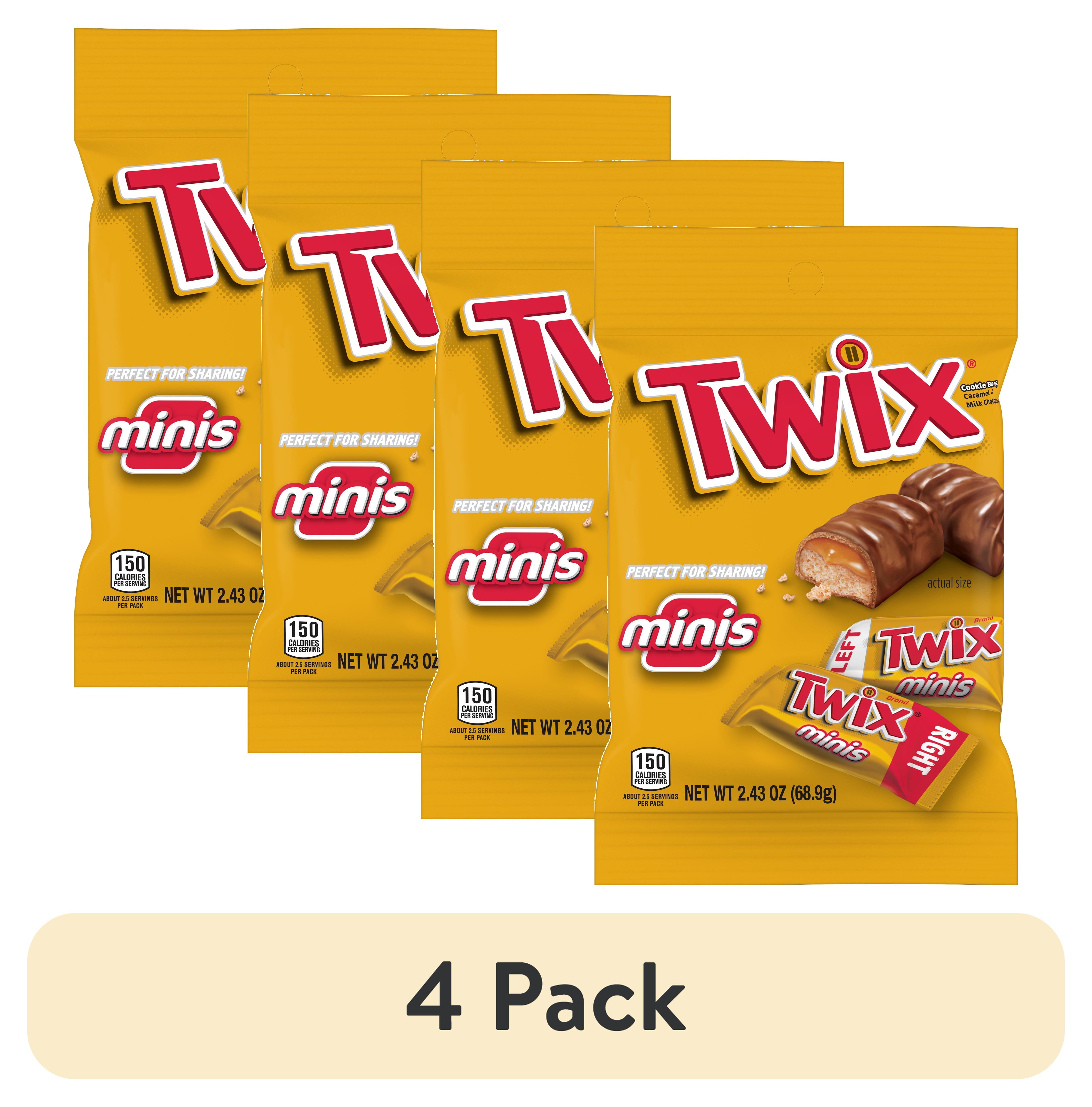 (4 pack) Twix Minis Size Caramel Chocolate Cookie Candy Bar - 2.43 oz ...