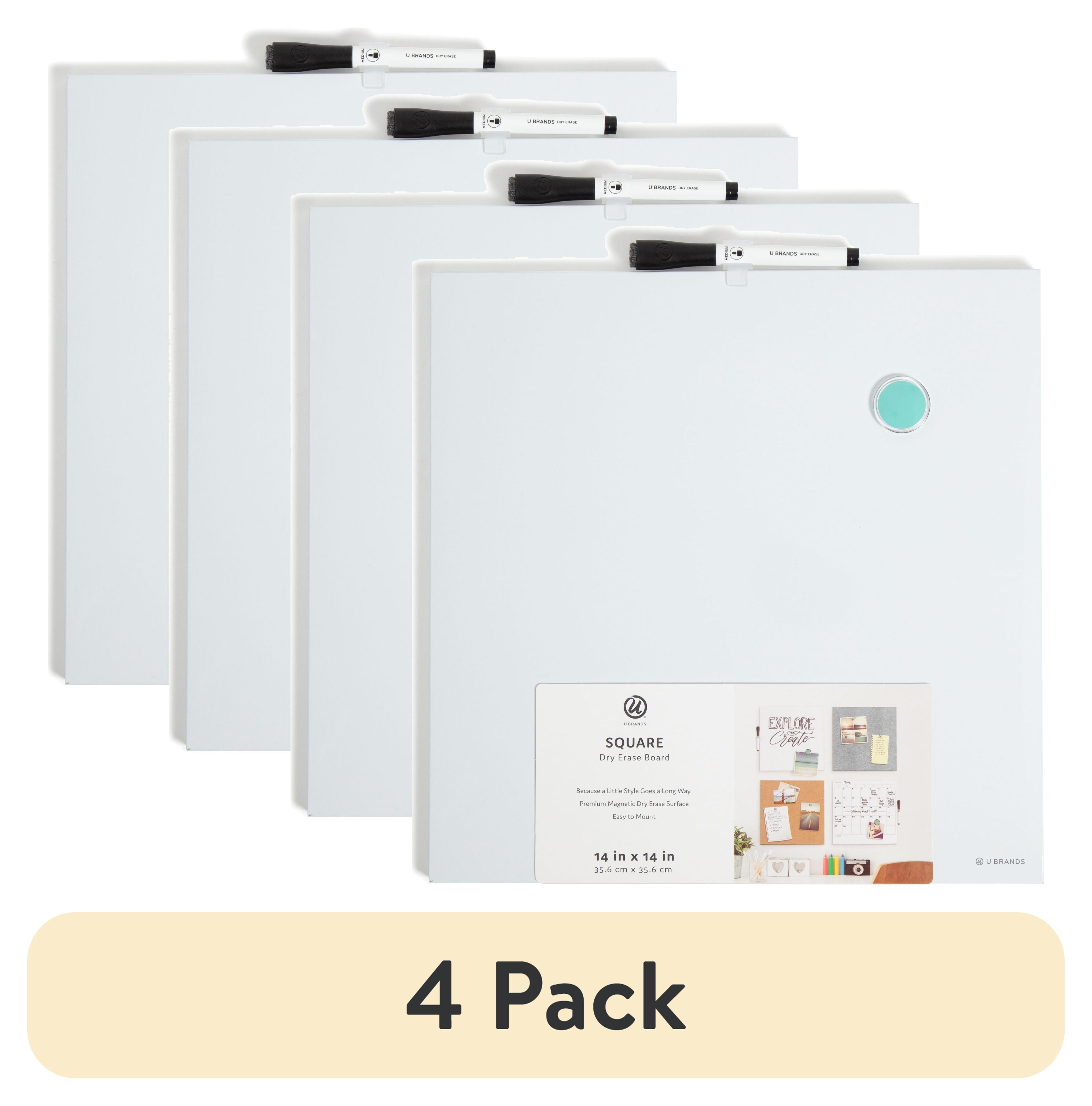 (4 pack) U Brands 14 x 14 Inch Frameless Magnetic Dry Erase Whiteboard ...