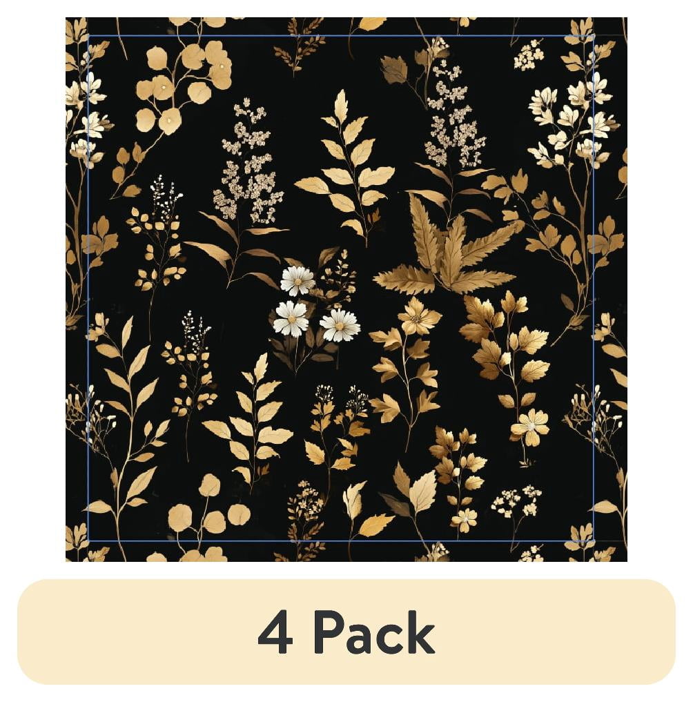 (4 pack) UMIGGEE Floral Wallpaper Peel and Stick Floral Black Wallpaper ...