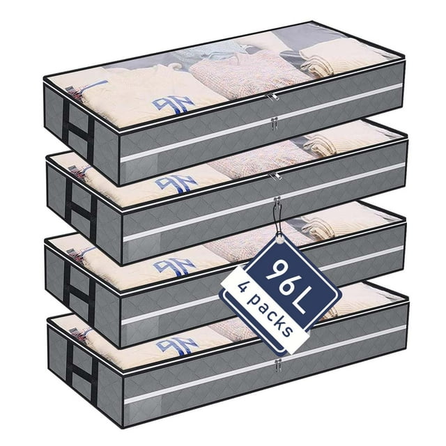 Under Bed Jumbo Storage Bags, Large 96L Containers for Clothes with ...