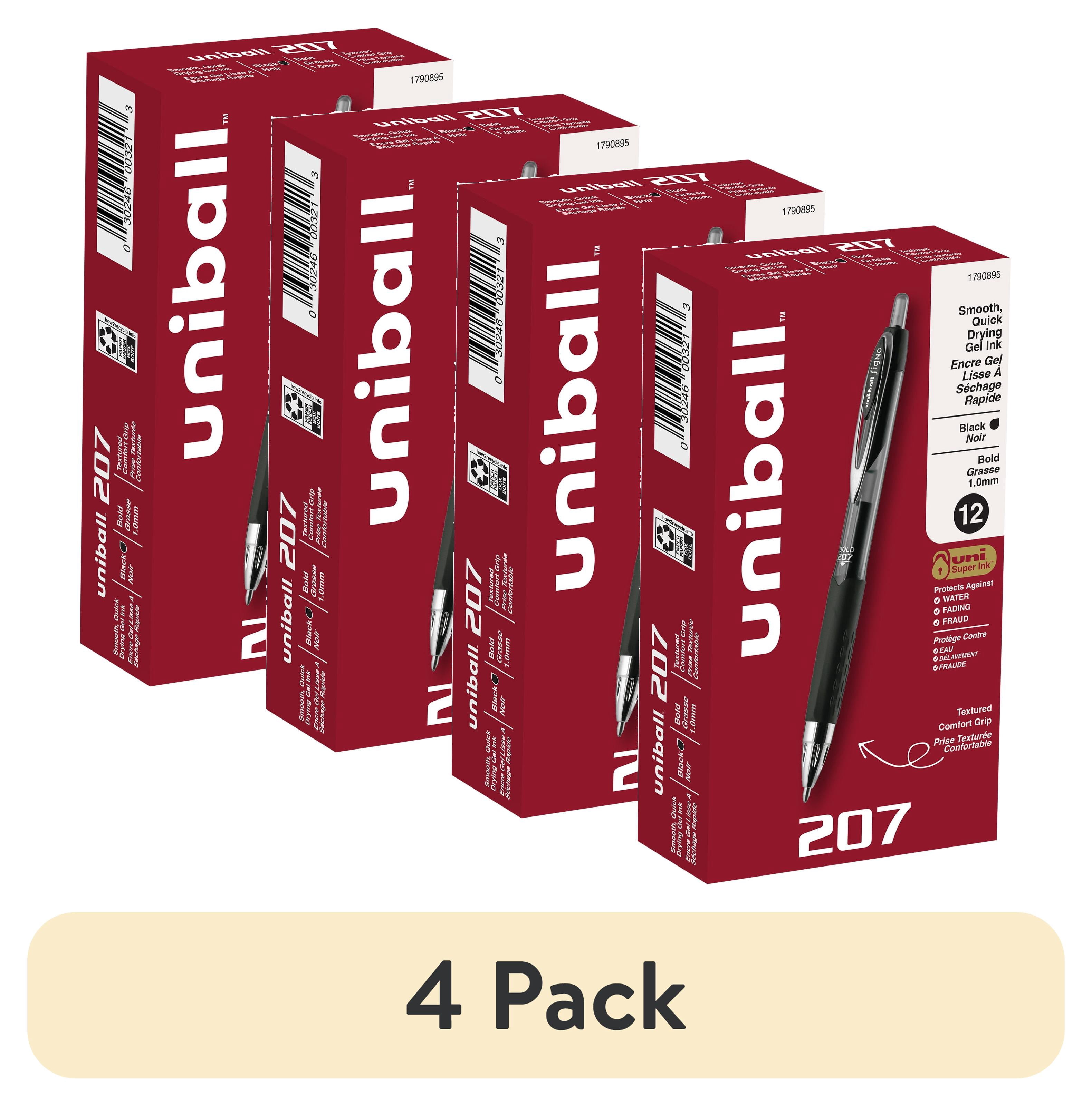 (4 pack) uniball 207 Retractable Gel Pens, Bold Point (1.0mm), Black ...