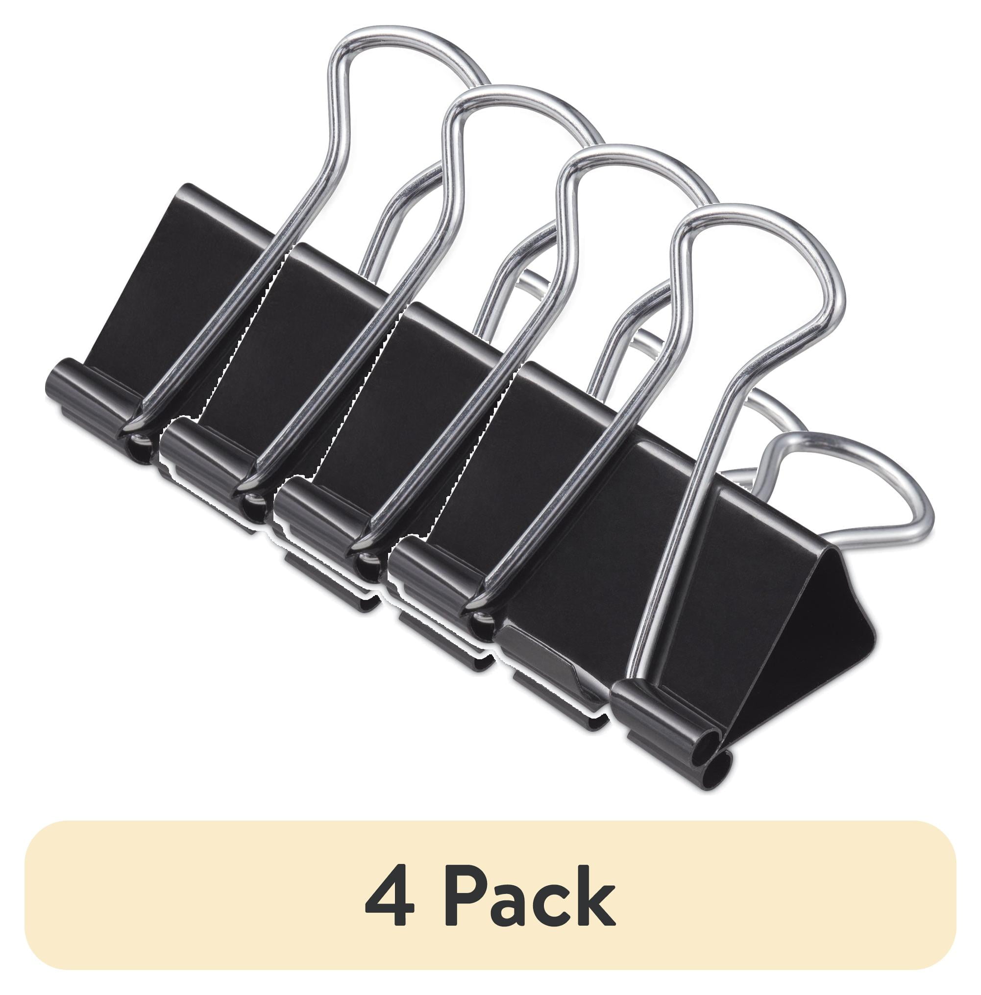 (4 pack) Universal Binder Clips, Medium, Black/Silver, 24 Count ...