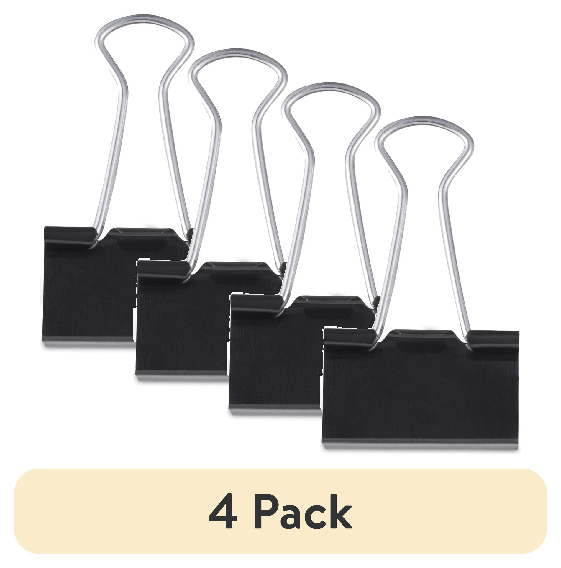 (4 pack) Universal Binder Clips with Storage Tub Black Silver 60 Count ...