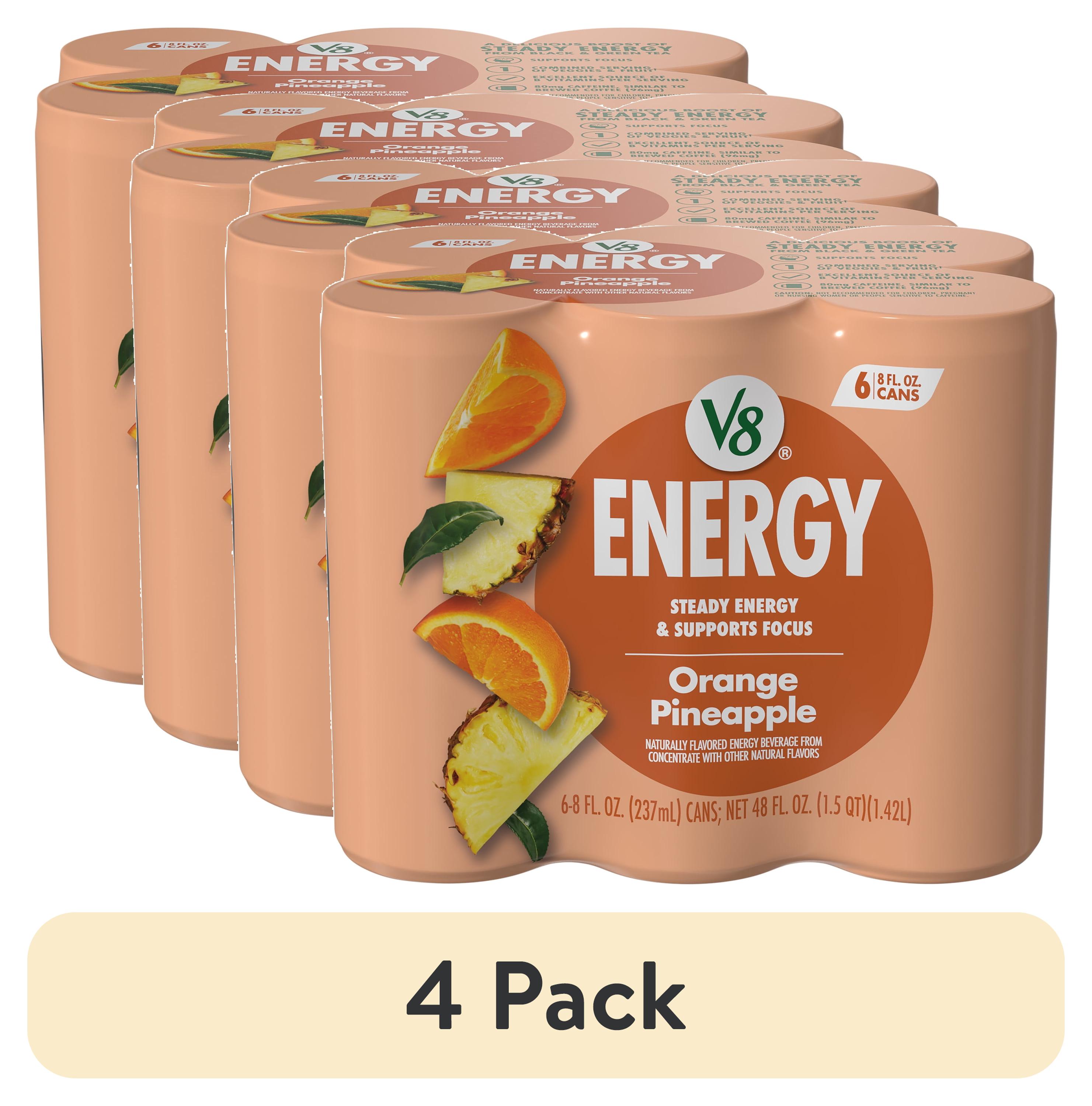 (4 pack) V8 Energy Orange Pineapple Energy Drink, 8 fl oz Can, 6 Pack ...