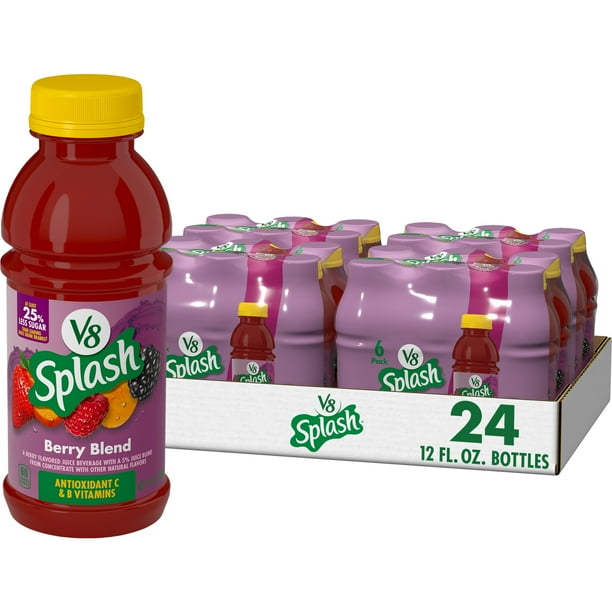 (4 pack) V8 Splash Berry Blend Flavored Juice Beverage, 12 fl oz Bottle ...