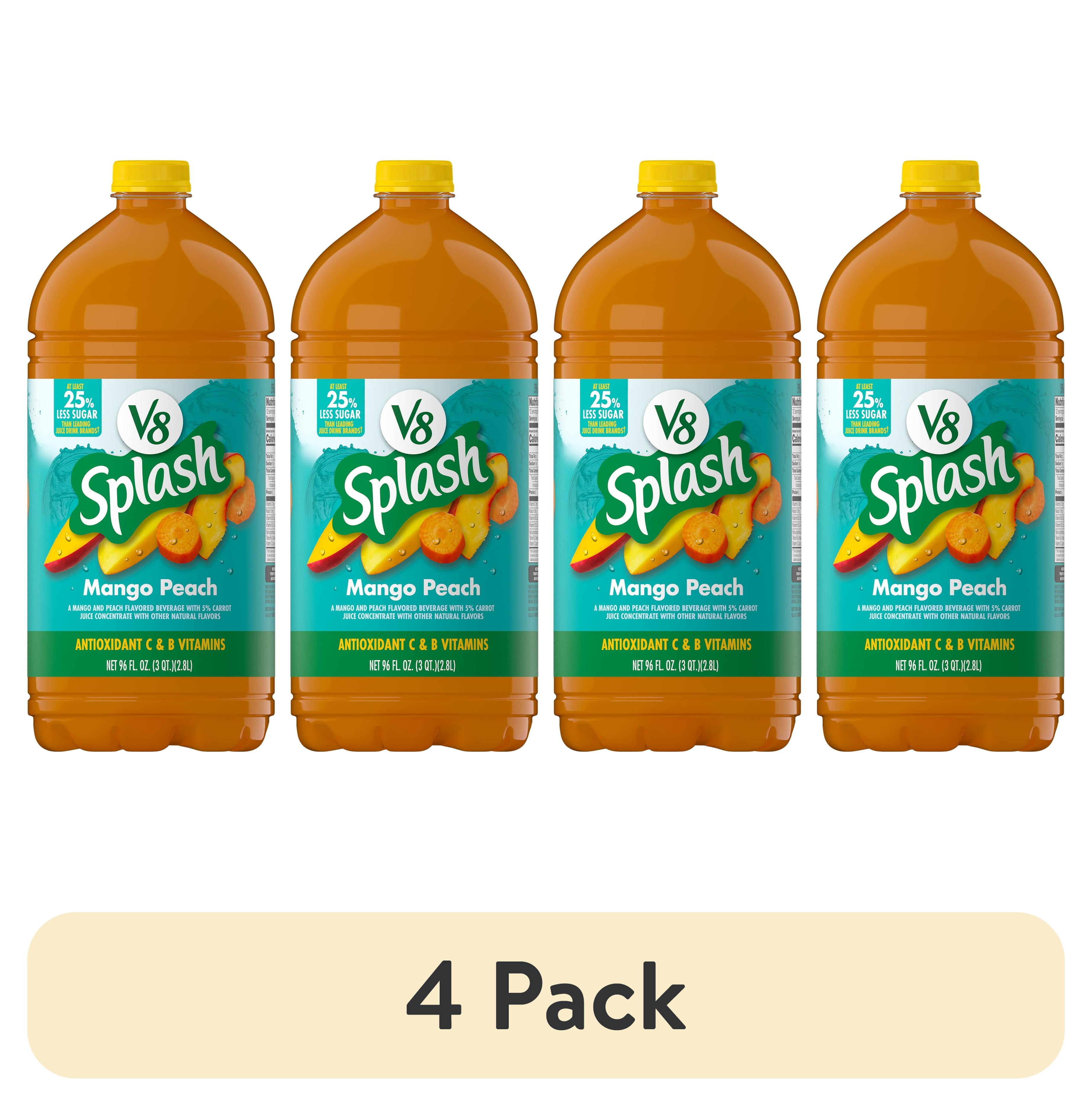 (4 pack) V8 Splash Mango Peach Flavored Juice Beverage, 96 fl oz Bottle ...