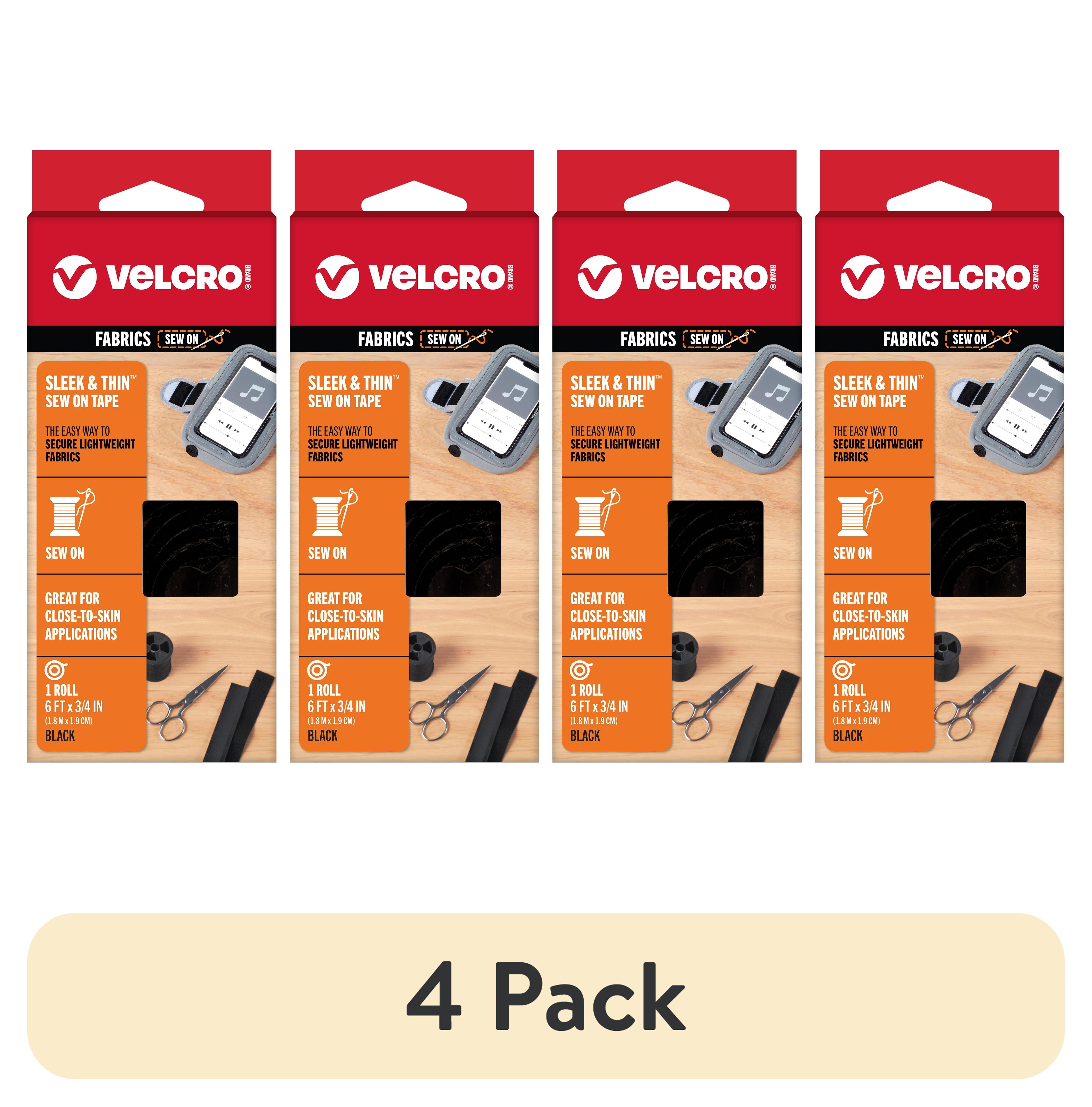 (4 pack) VELCRO Brand SLEEK & THIN™ - Sew On for Fabrics | 6ft x 3/4in ...