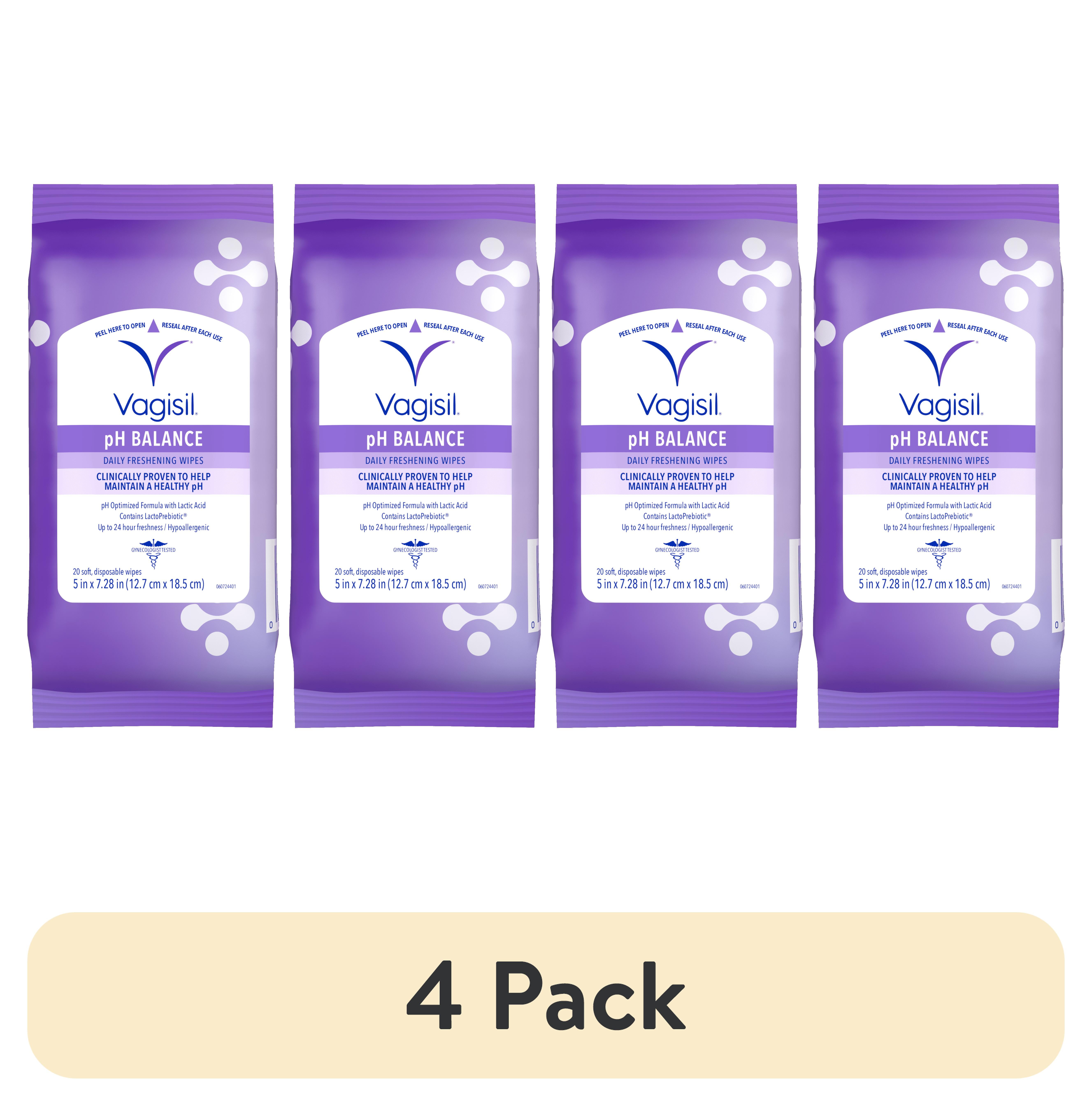 (4 pack) Vagisil PH Balance Daily Freshening Wipes for Feminine Hygiene ...