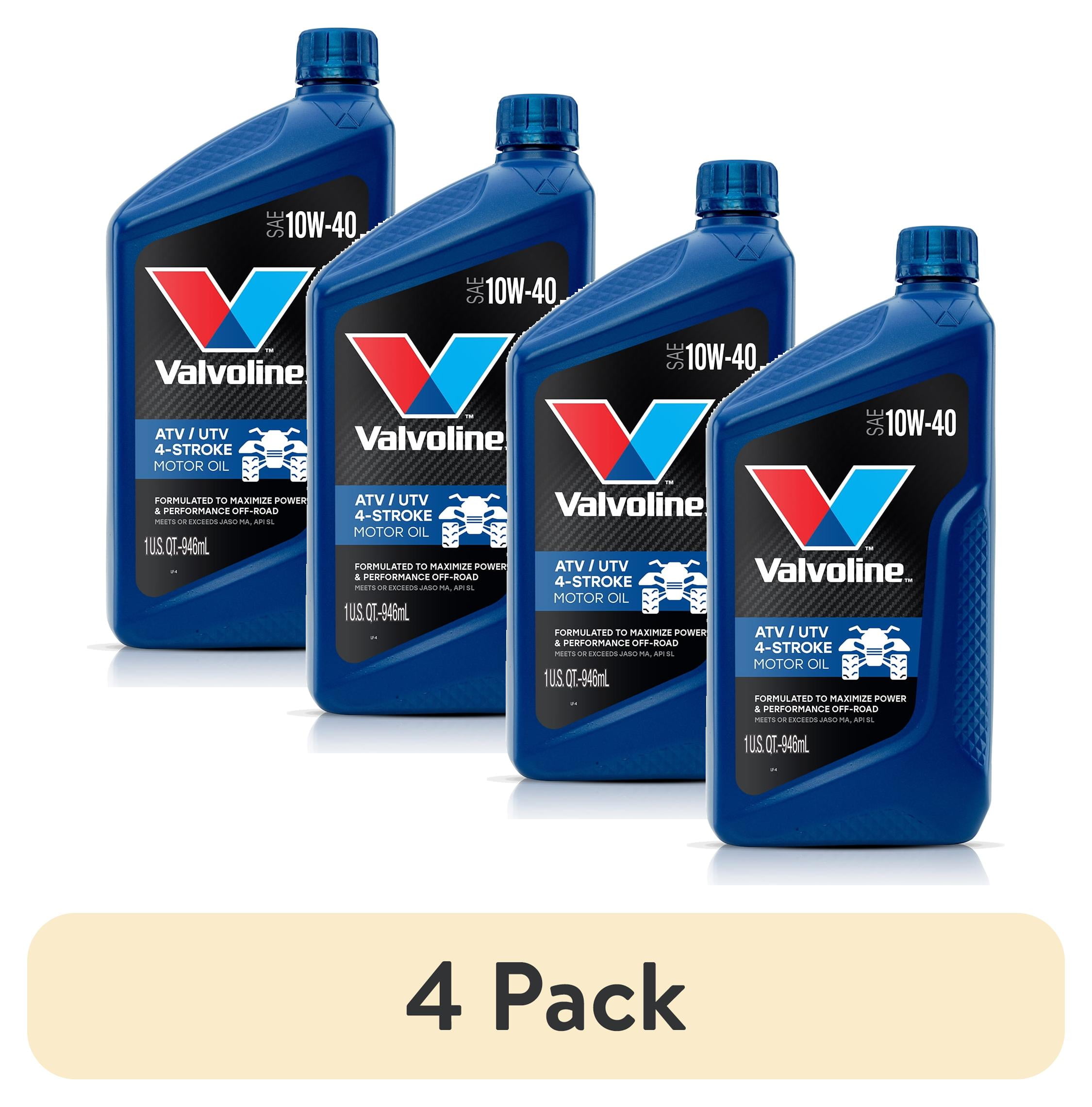 (4 pack) Valvoline 4-Stroke ATV/UTV SAE 10W-40 Motor Oil 1 QT - Walmart.com