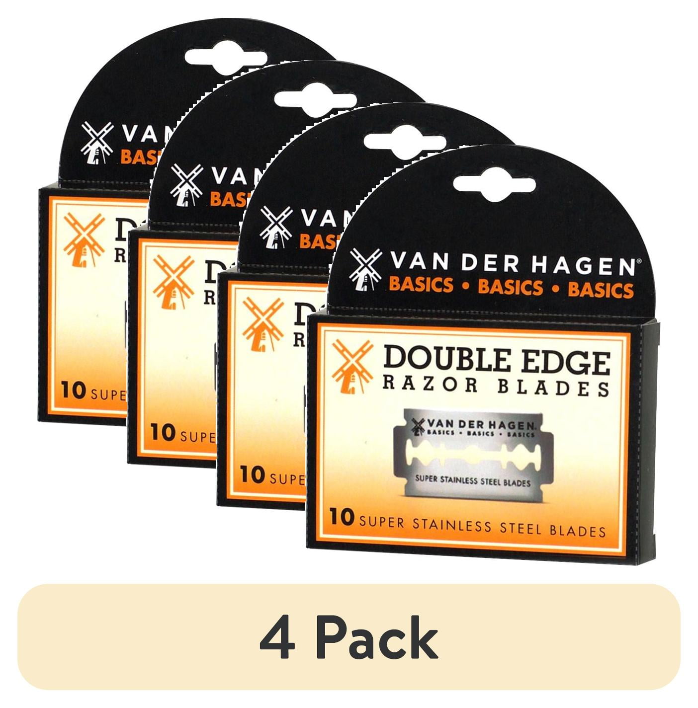 (4 pack) Van Der Hagen Basics Double Edge Razor Blades, Stainless Steel ...