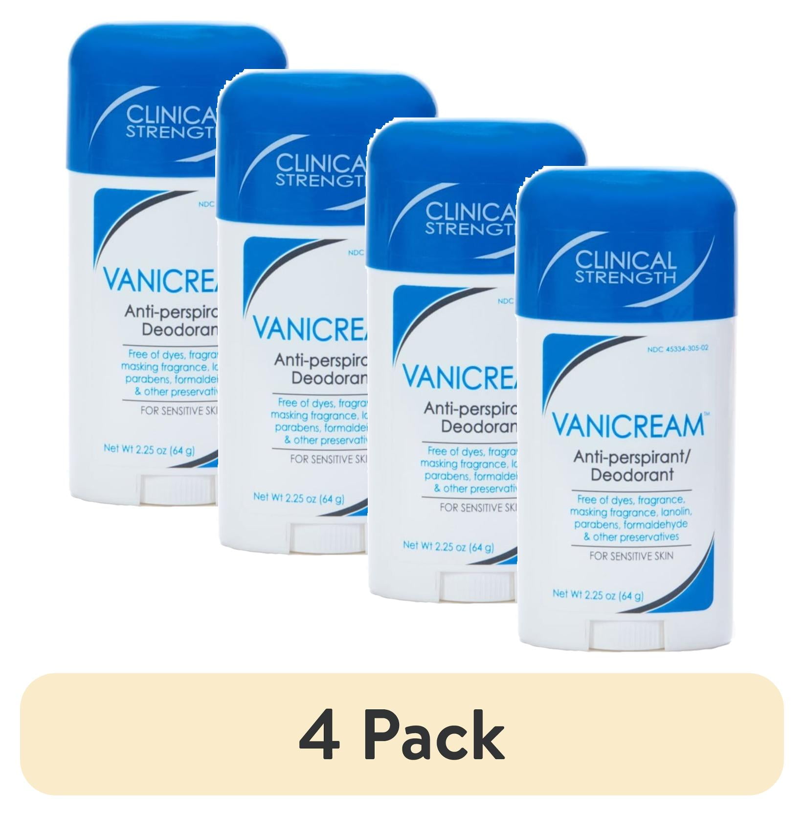 (4 pack) Vanicream Anti-Perspirant Deodorant for Sensitive Skin 2.25oz ...