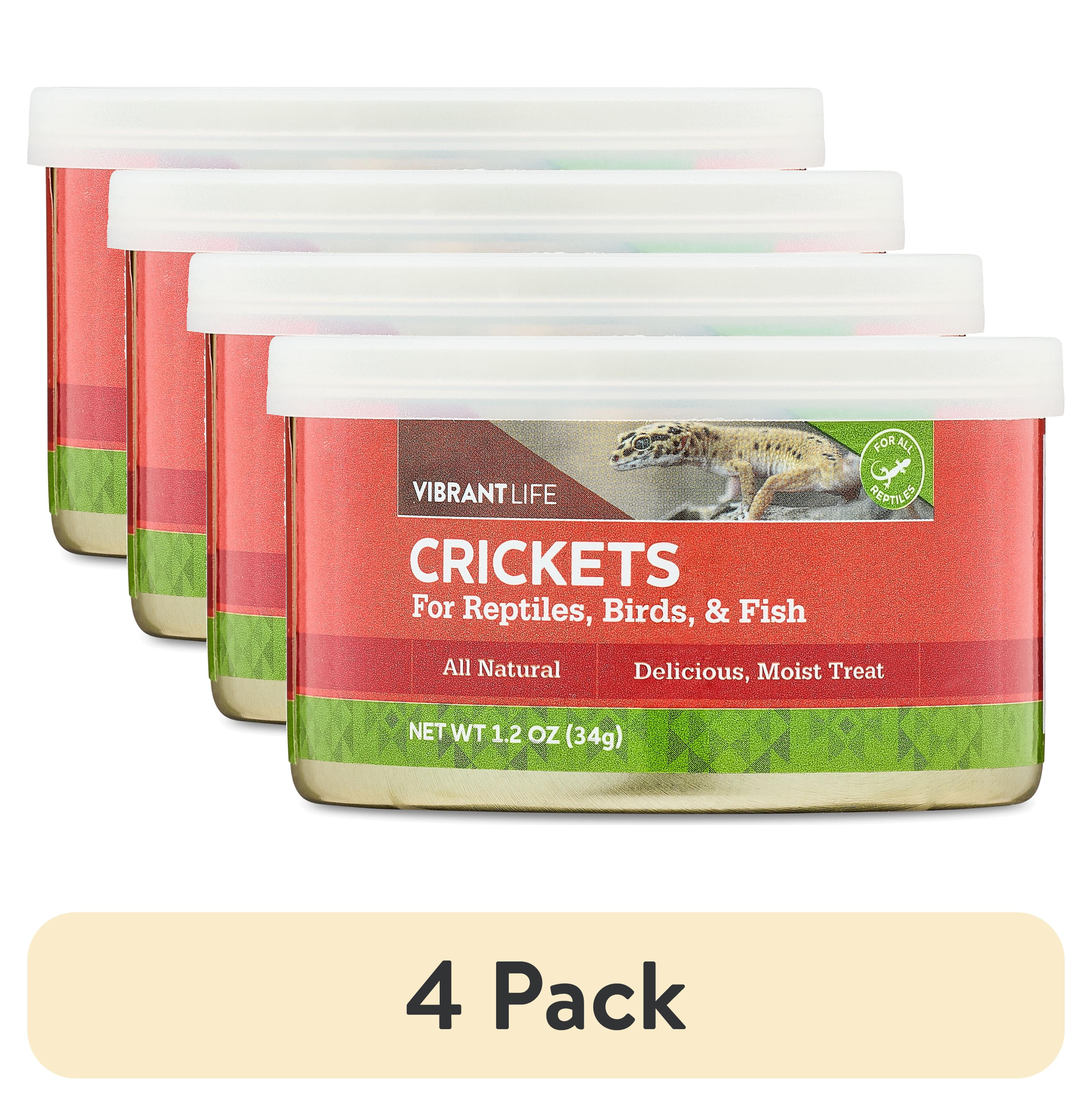 (4 pack) Vibrant Life Canned Crickets for Reptiles, Birds & Fish, 1.2 ...
