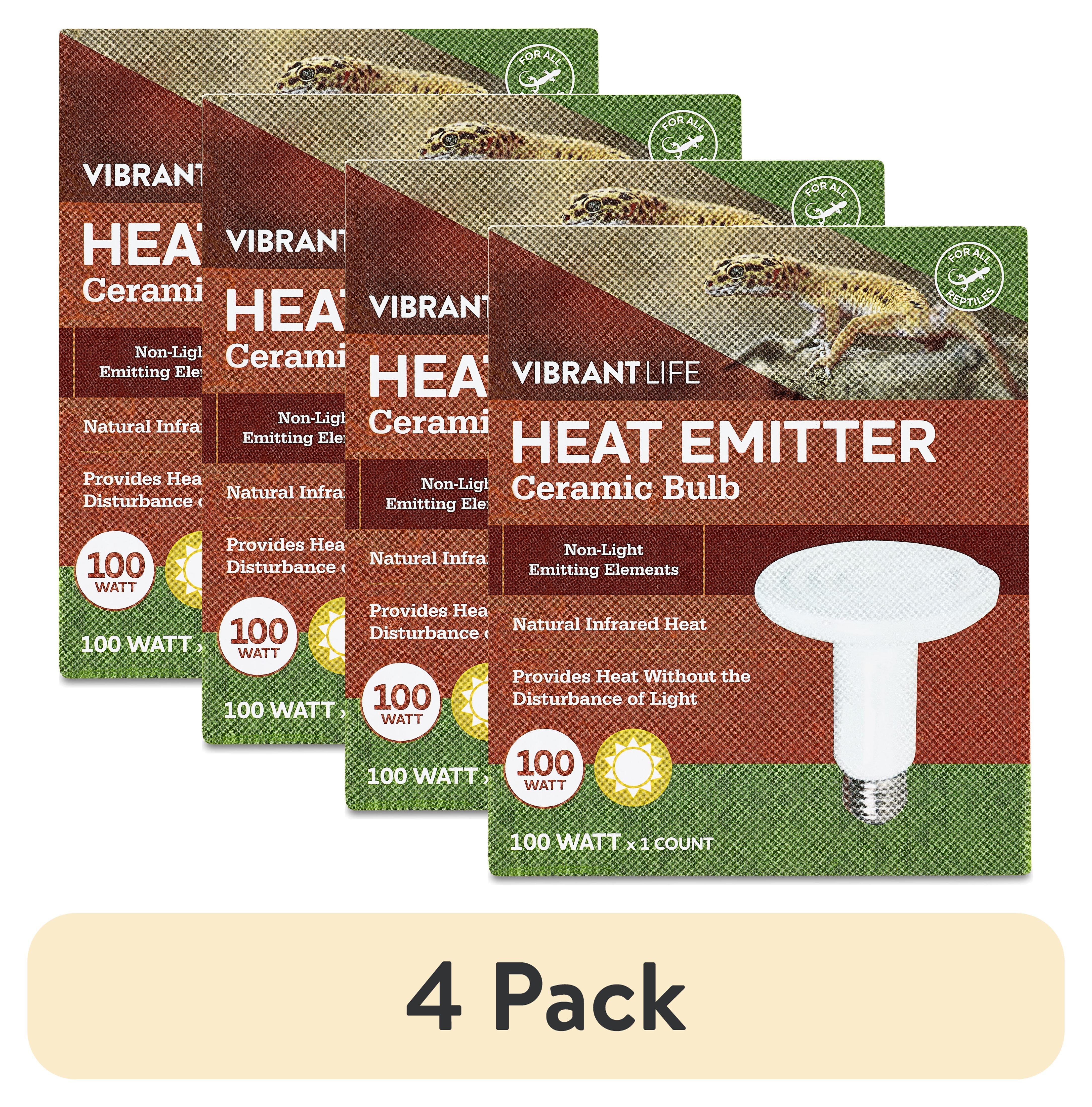 (4 pack) Vibrant Life Ceramic Bulb Heat Emitter for Reptiles, Non ...