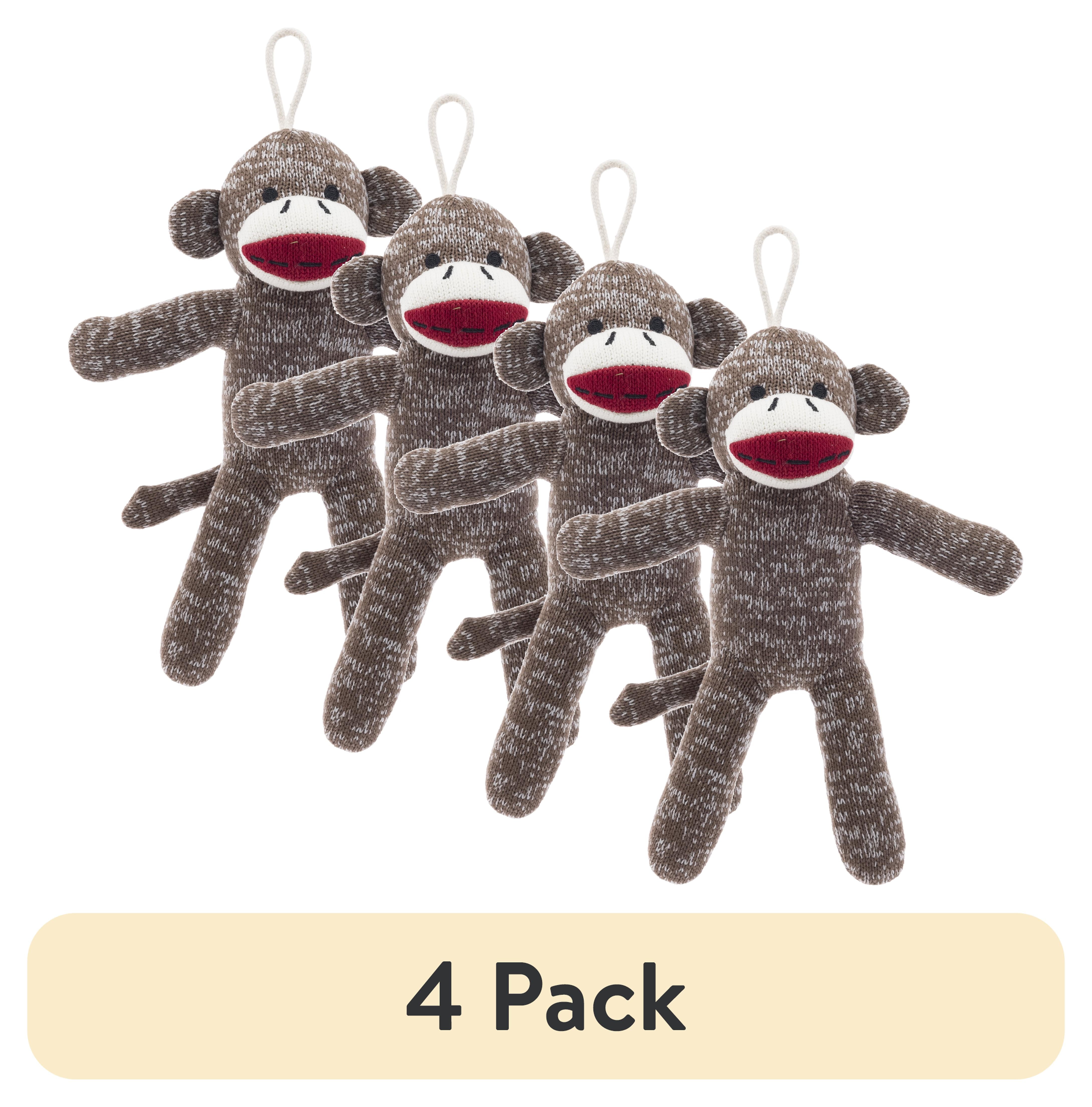 (4 pack) Vibrant Life Cozy Buddy Sock Monkey Dog Toy, Chew Level 1 ...