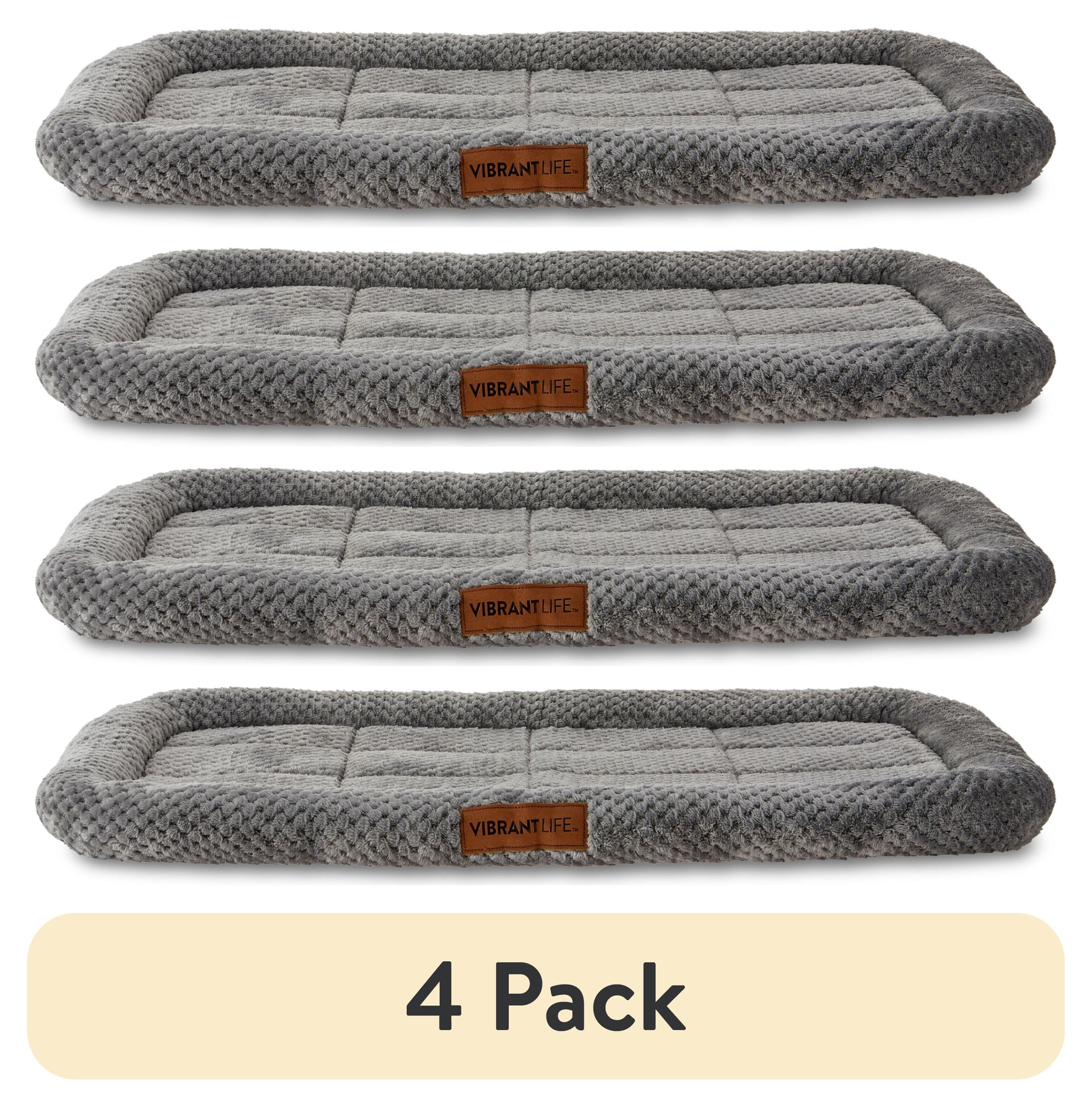 (4 pack) Vibrant Life Cozy Luxe Crate Mat Pet Bed, Gray, 36 Inches ...