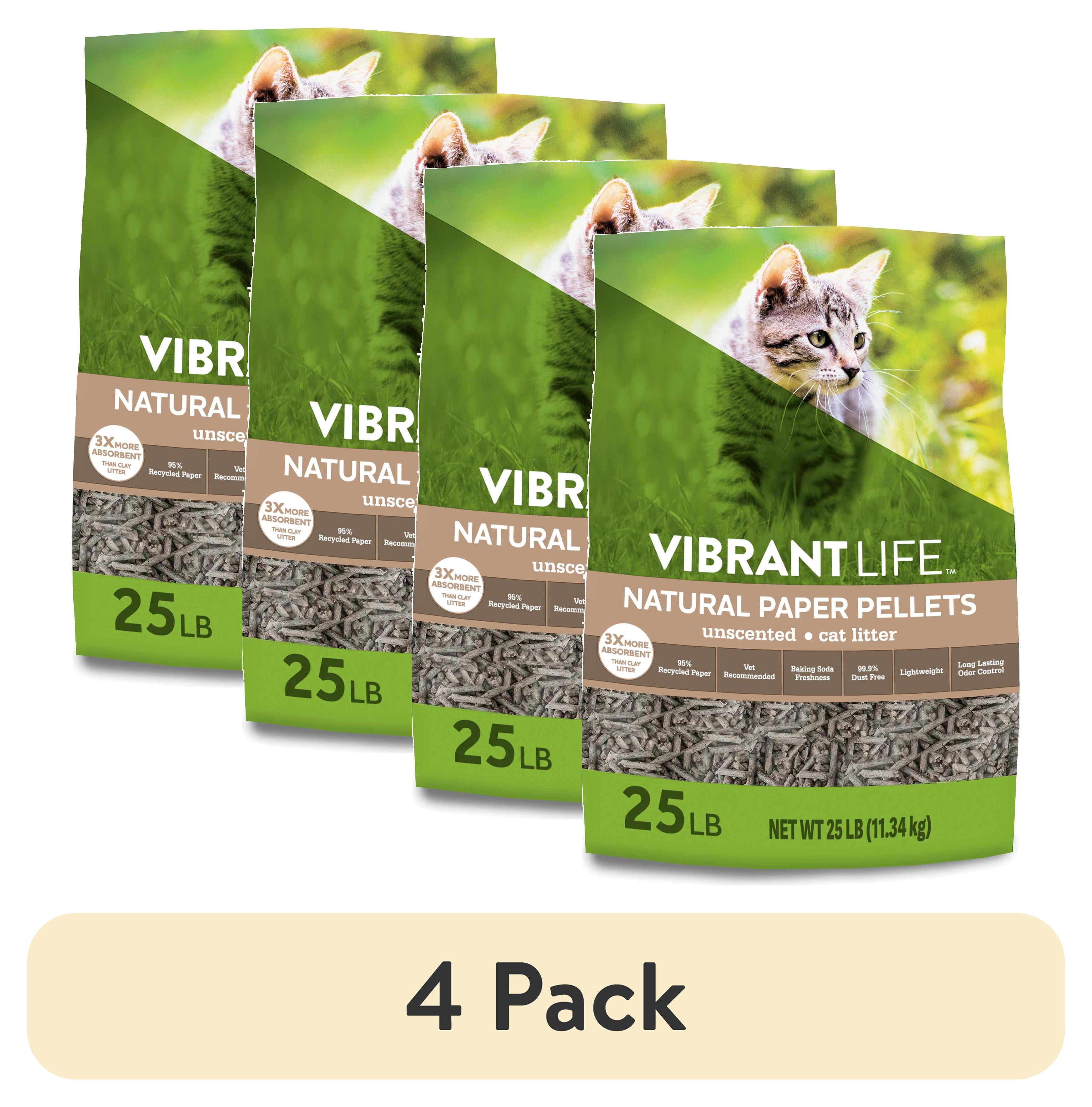 (4 pack) Vibrant Life Natural Paper Pellets Cat Litter, Unscented, 25 ...