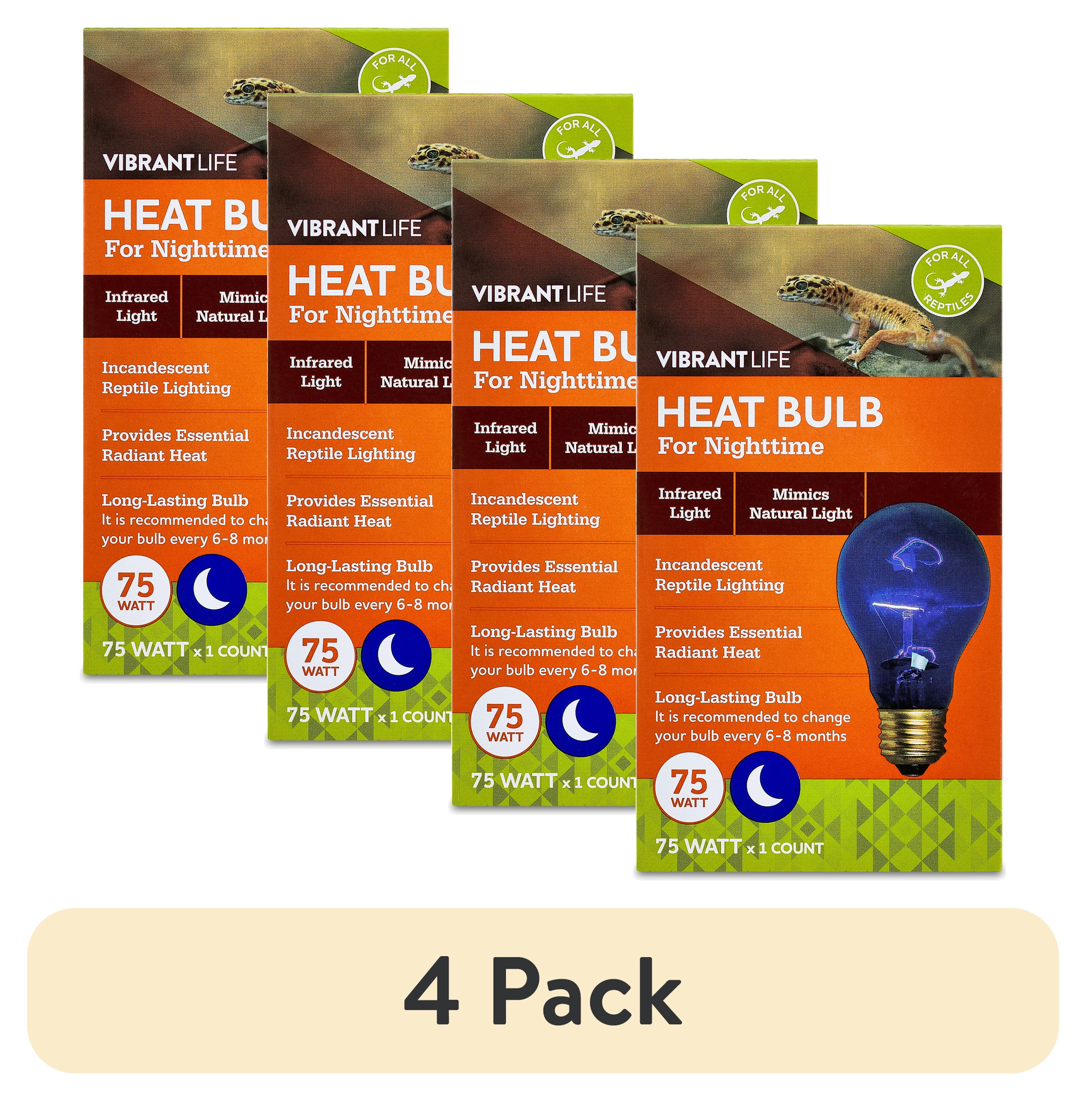 (4 pack) Vibrant Life Nighttime Heat Bulb for Reptiles, 75 Watts ...
