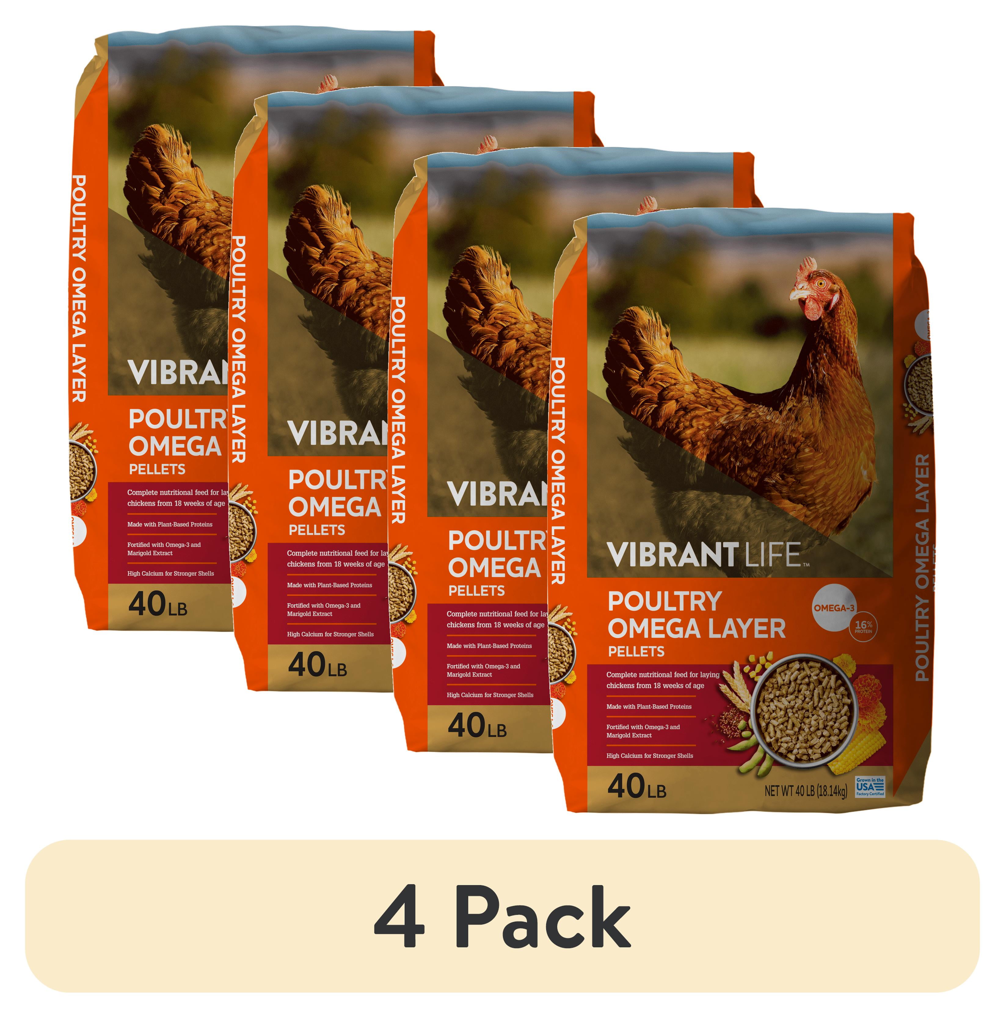 (4 pack) Vibrant Life Poultry Omega Layer Pellets, 40 lb Bag - Walmart.com
