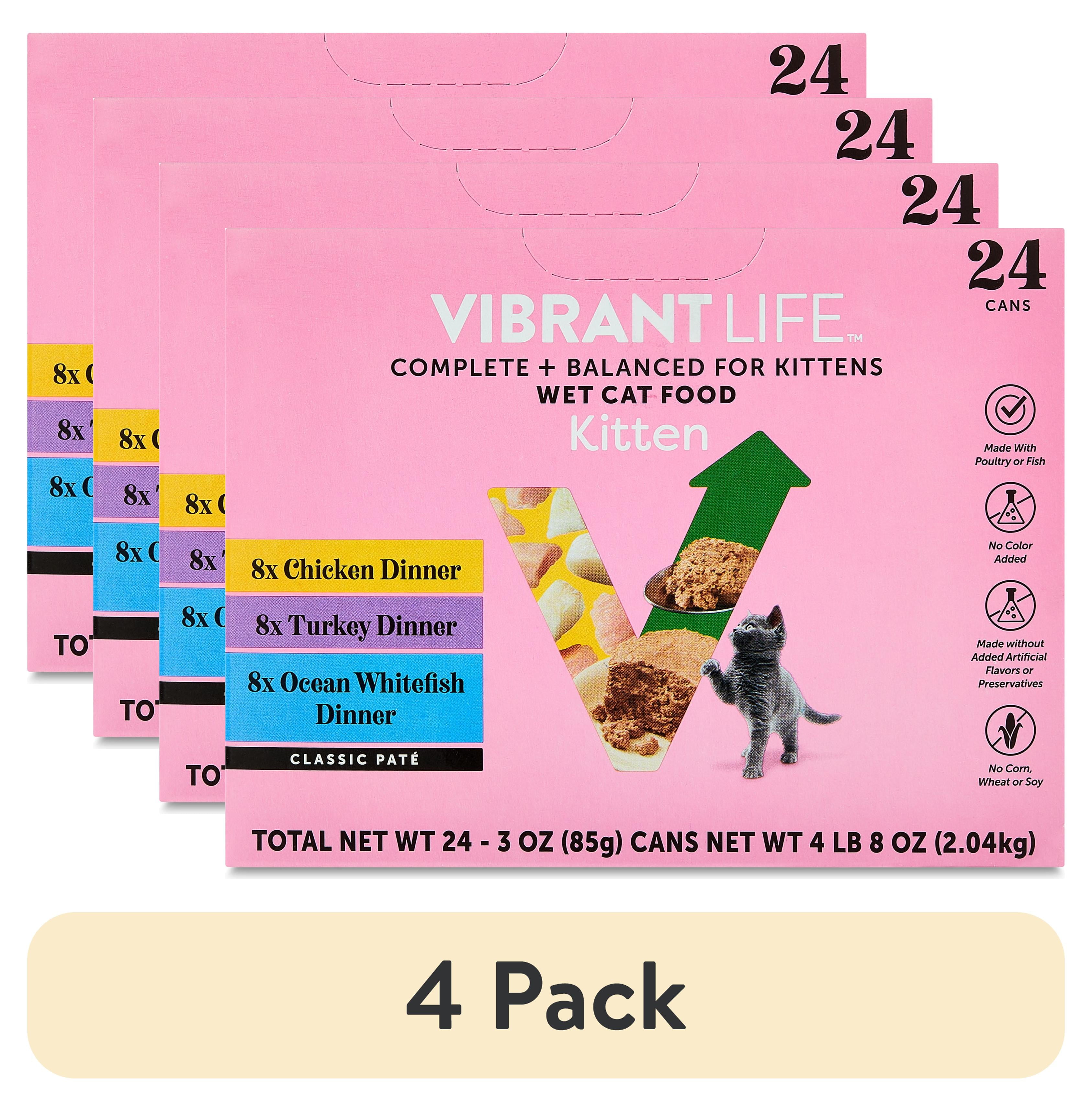 (4 pack) Vibrant Life Variety Pack Classic Pate Wet Kitten Food, Grain ...